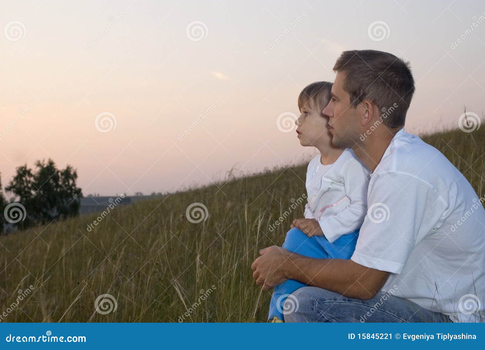 The Man with the Child Look in a Distance Stock Image - Image of ...