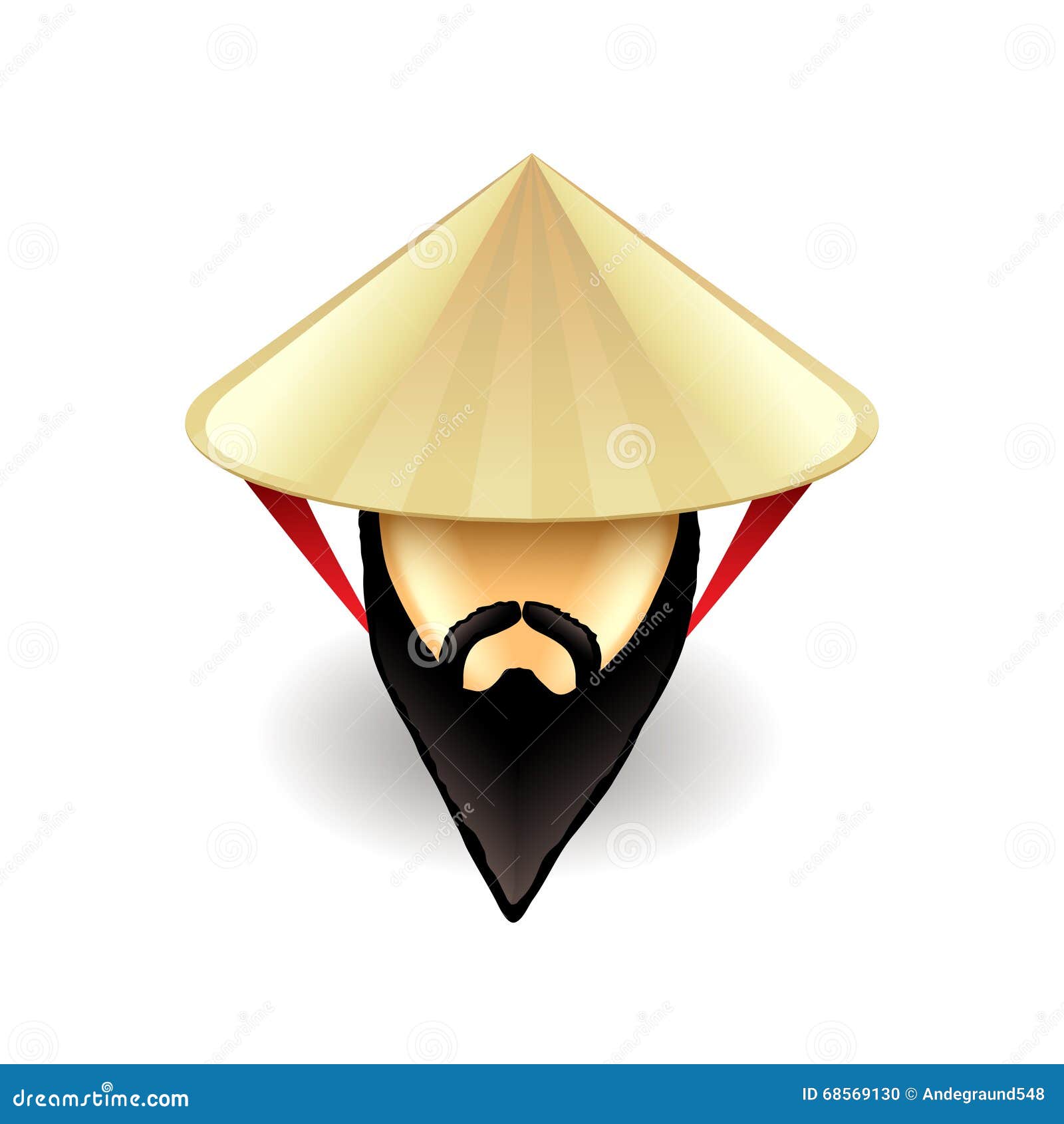 Man in Chinese Hat Isolated on White Vector Stock Vector - Illustration ...