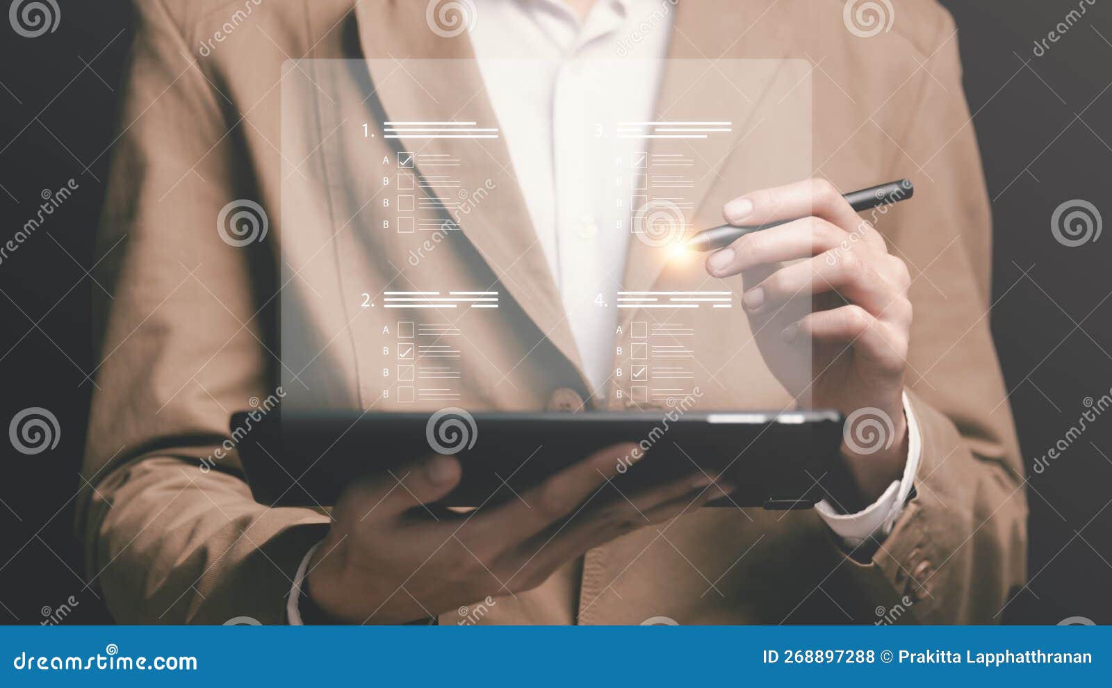 The Man Chooses the Correct Answer, Marking Online,online Survey ...