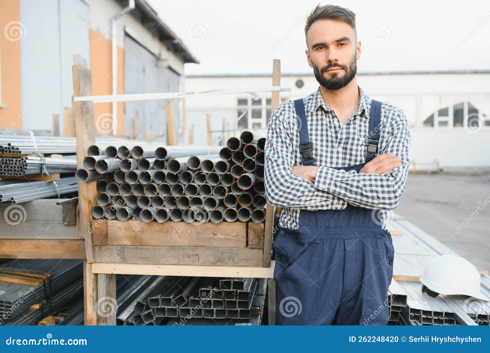 Man Chooses Metal Profile for Construction Stock Photo - Image of ...