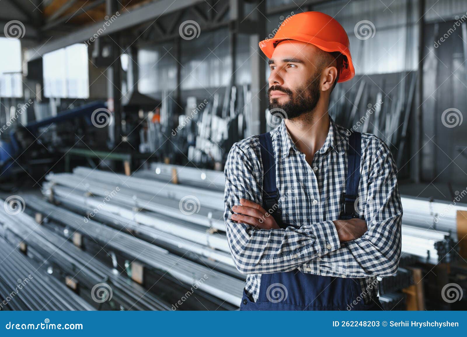 Man Chooses Metal Profile for Construction in Factory Stock Image ...