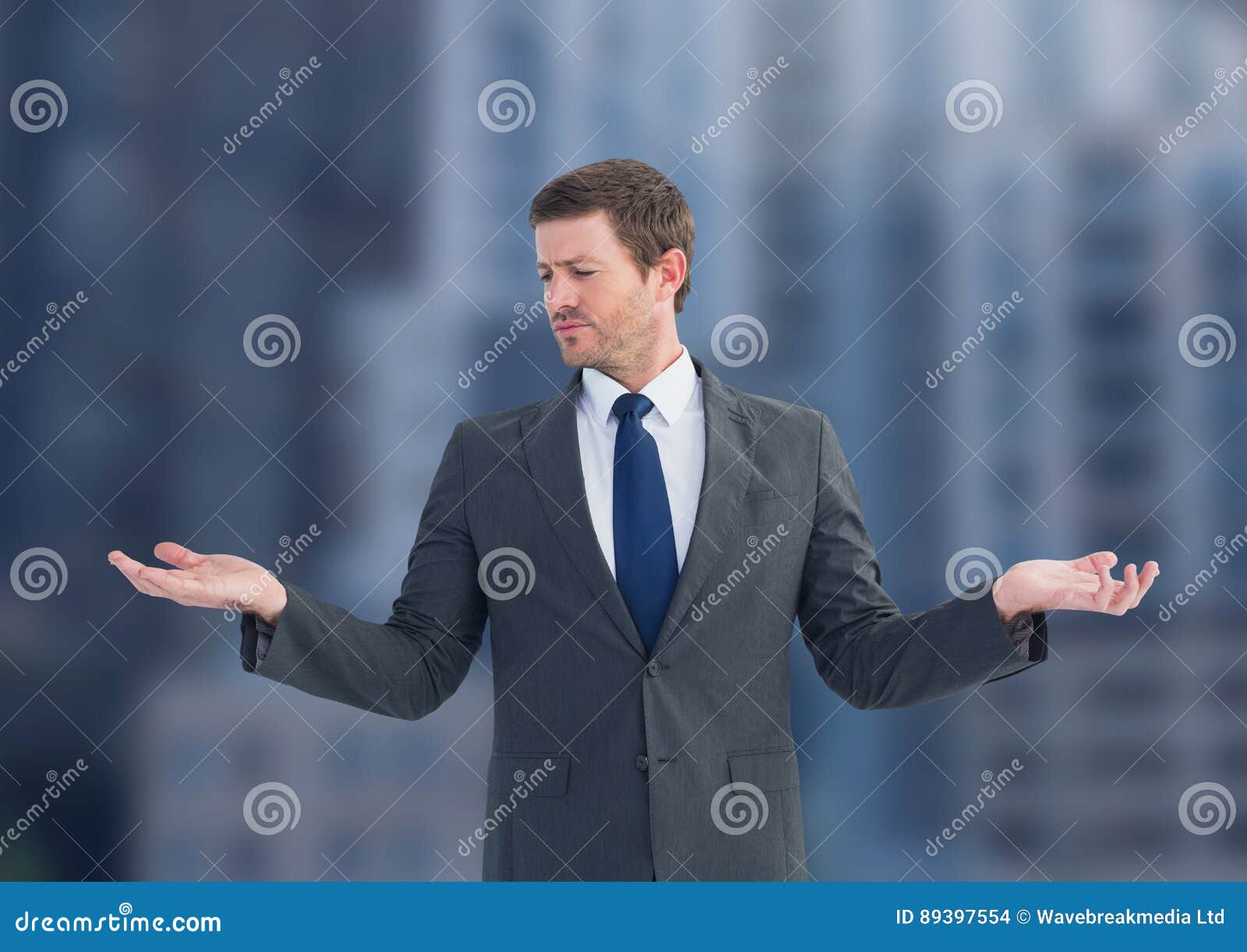 Man Choosing or Deciding with Open Palm Hands Stock Photo - Image of ...