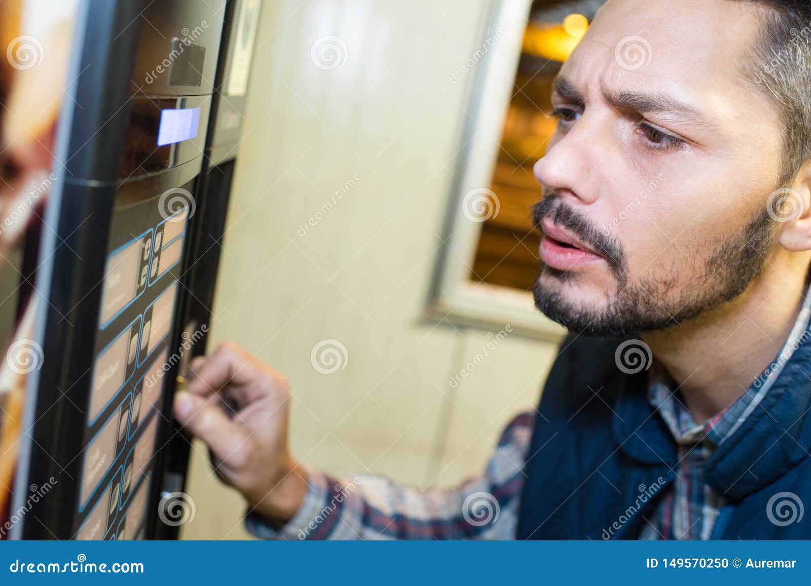 Man Choosing Drink from Vending Machine Stock Photo - Image of coin ...