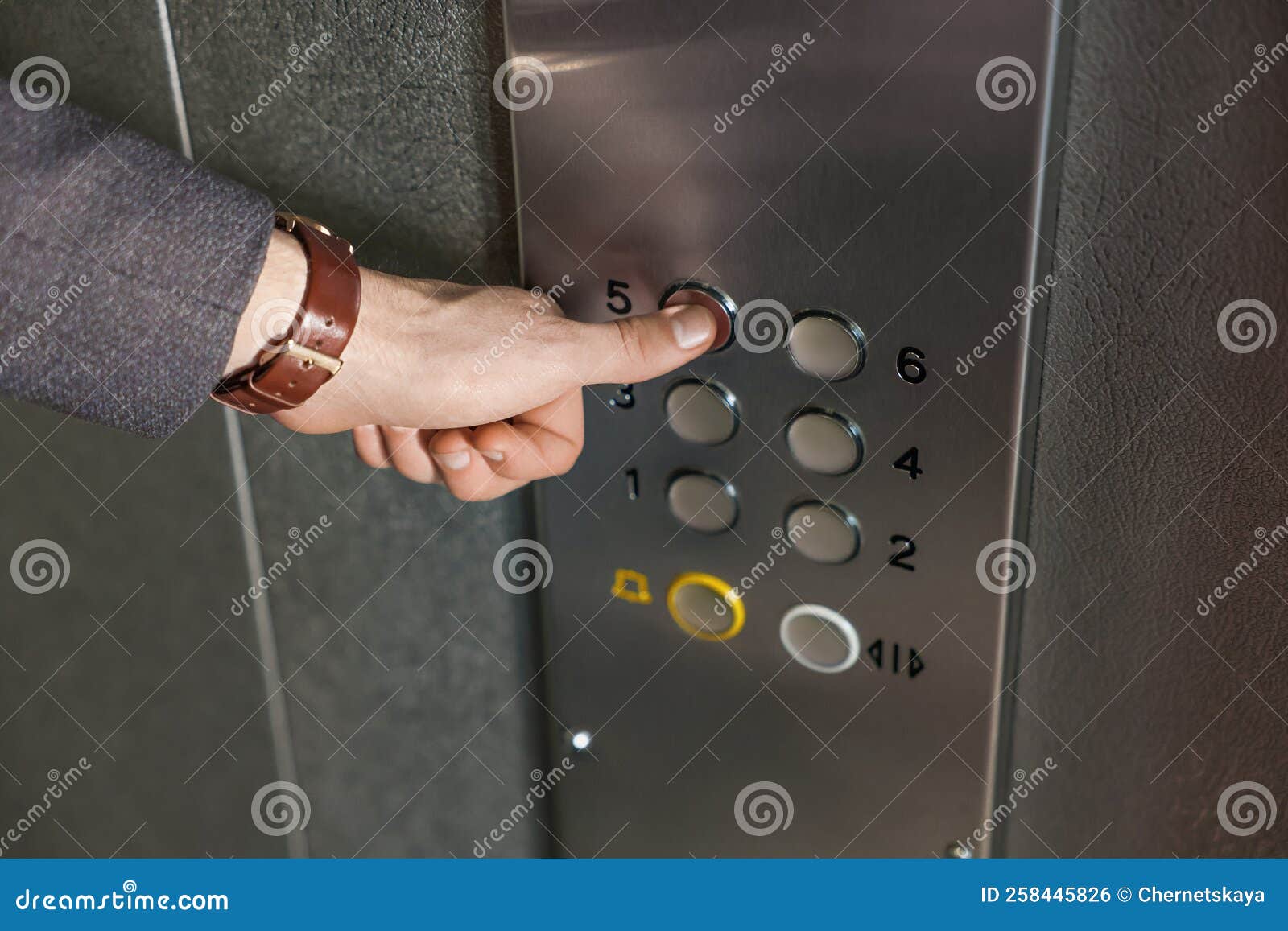 Man Choosing Floor in Elevator, Closeup View Stock Photo - Image of ...