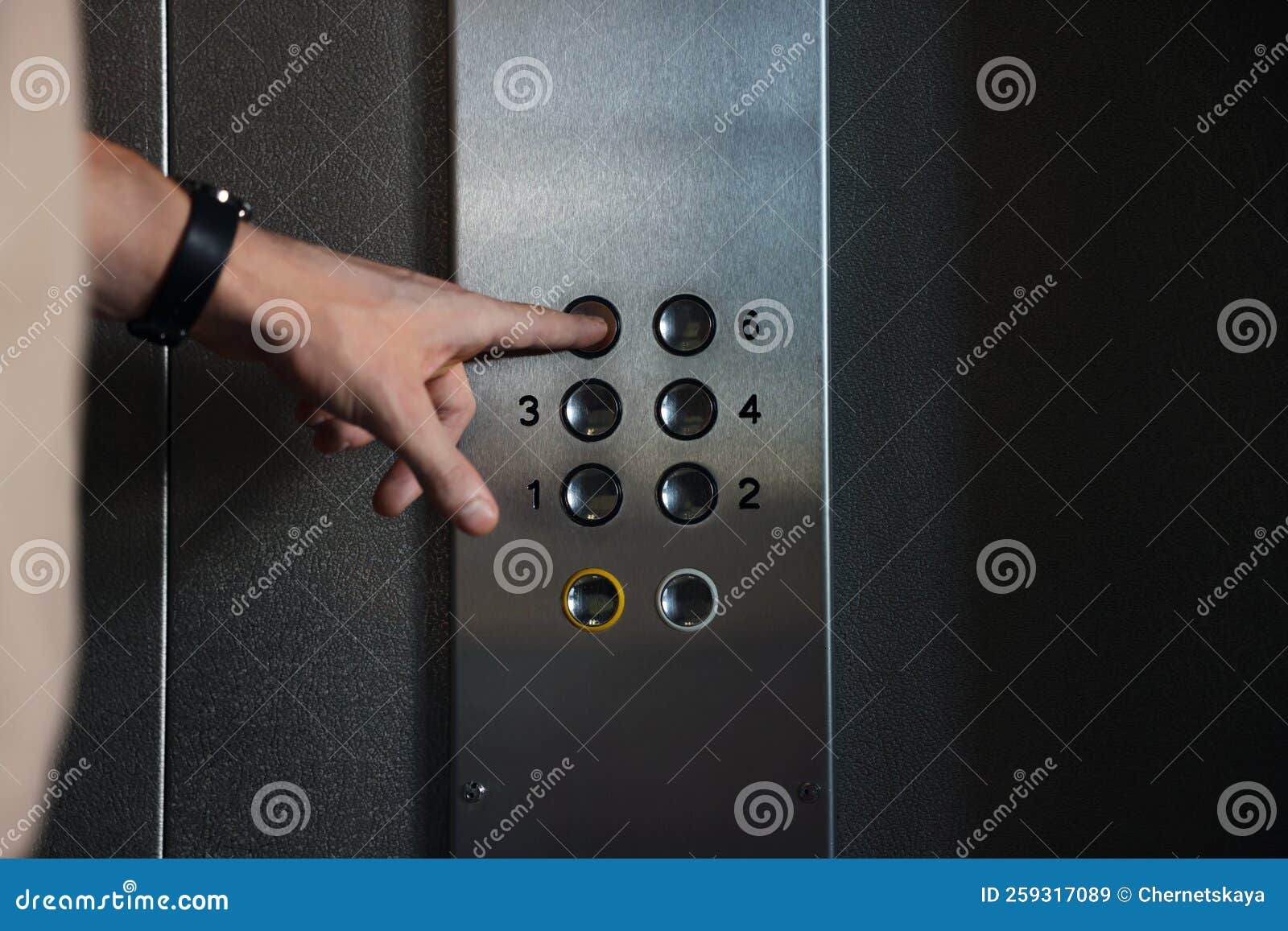Man Choosing Floor in Elevator, Closeup View Stock Image - Image of ...