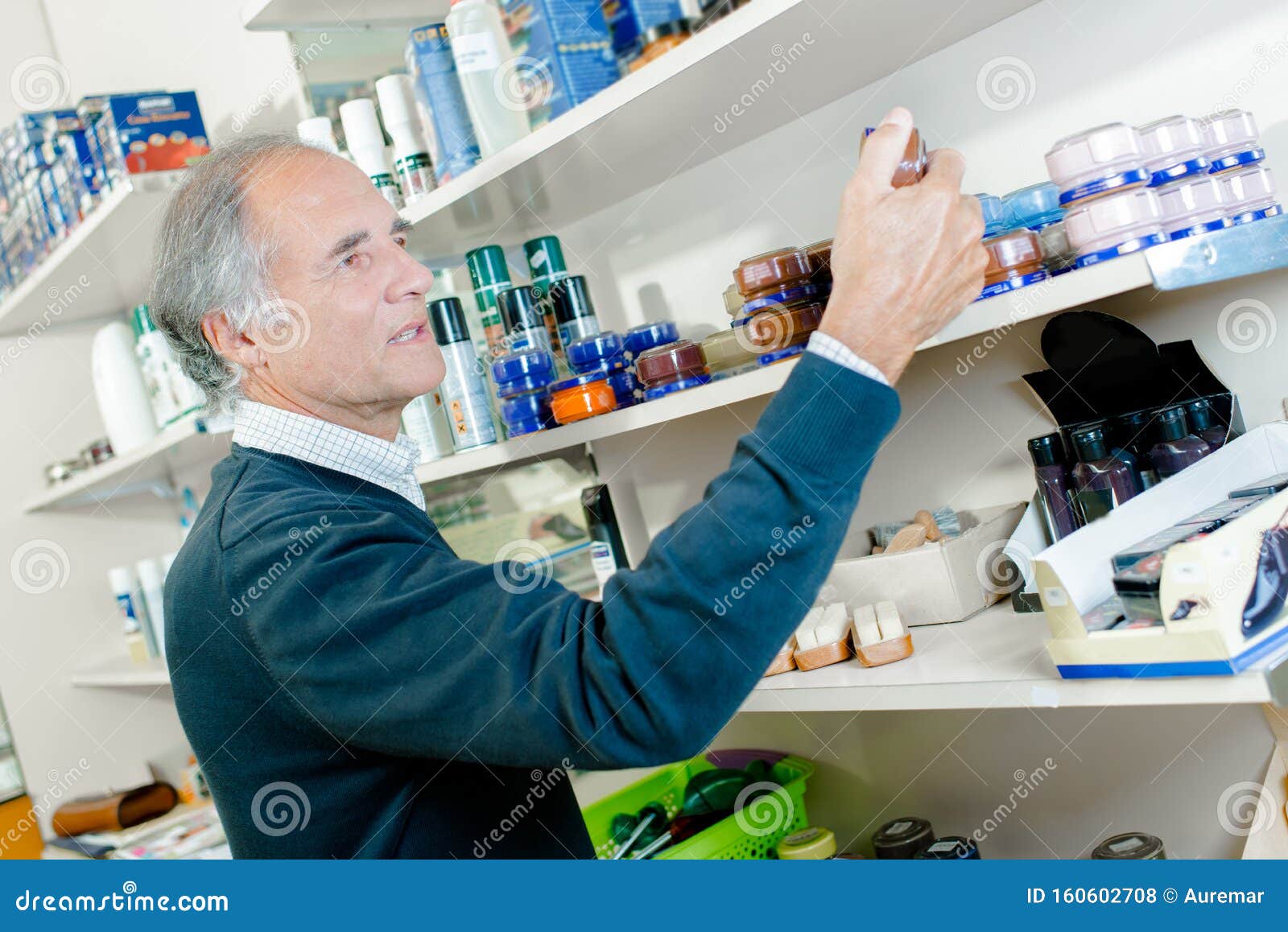 Man Choosing Product from Shelf Stock Photo - Image of select, cans ...