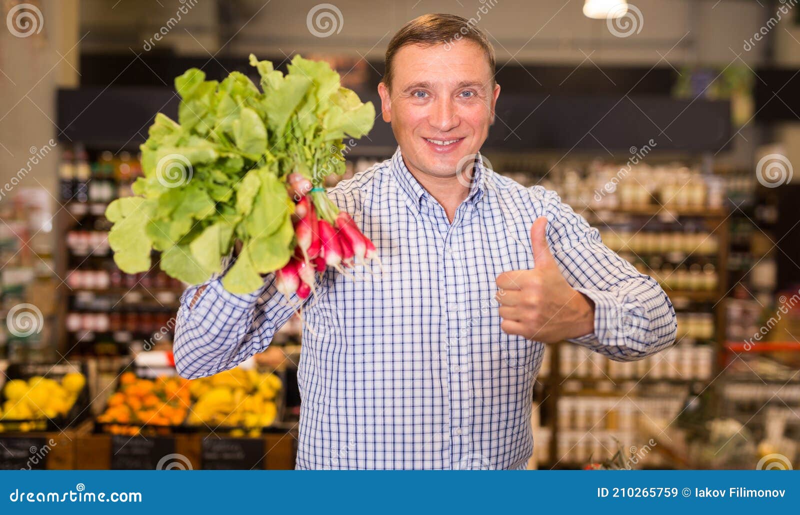 Man Choosing Radish in Supermarket Stock Image - Image of packaging ...