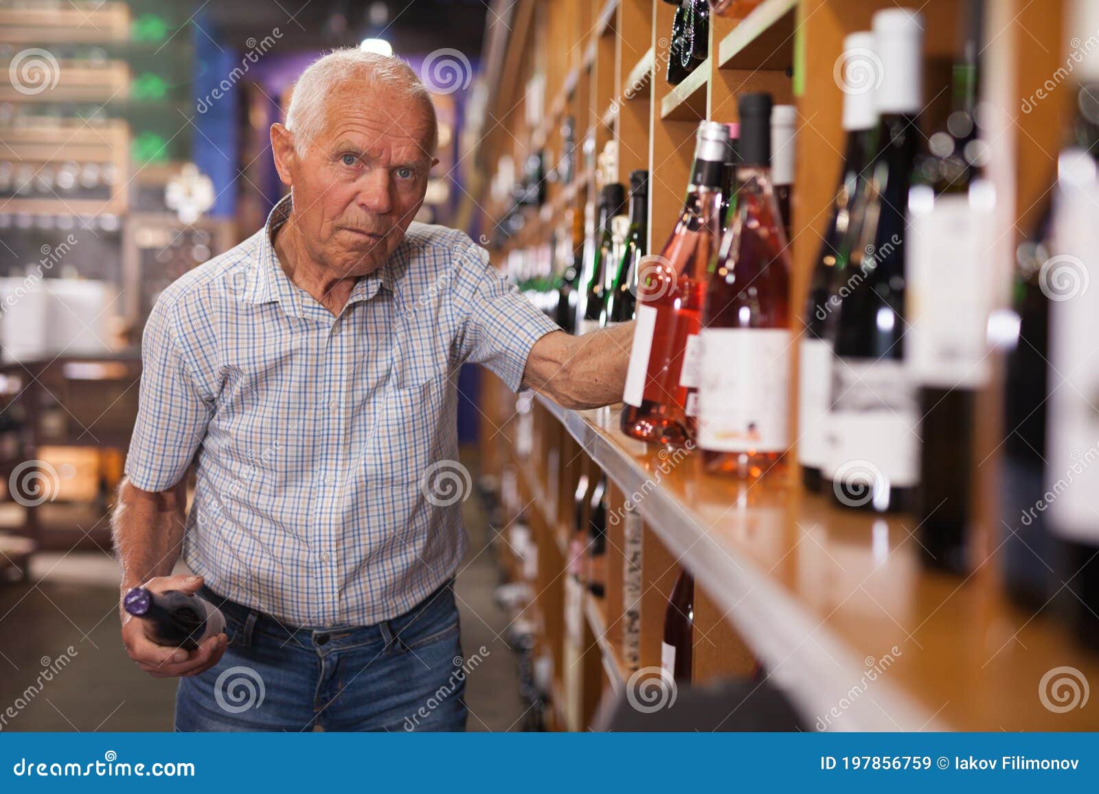 Man Choosing Wine in Wineshop Stock Image - Image of enology, food ...