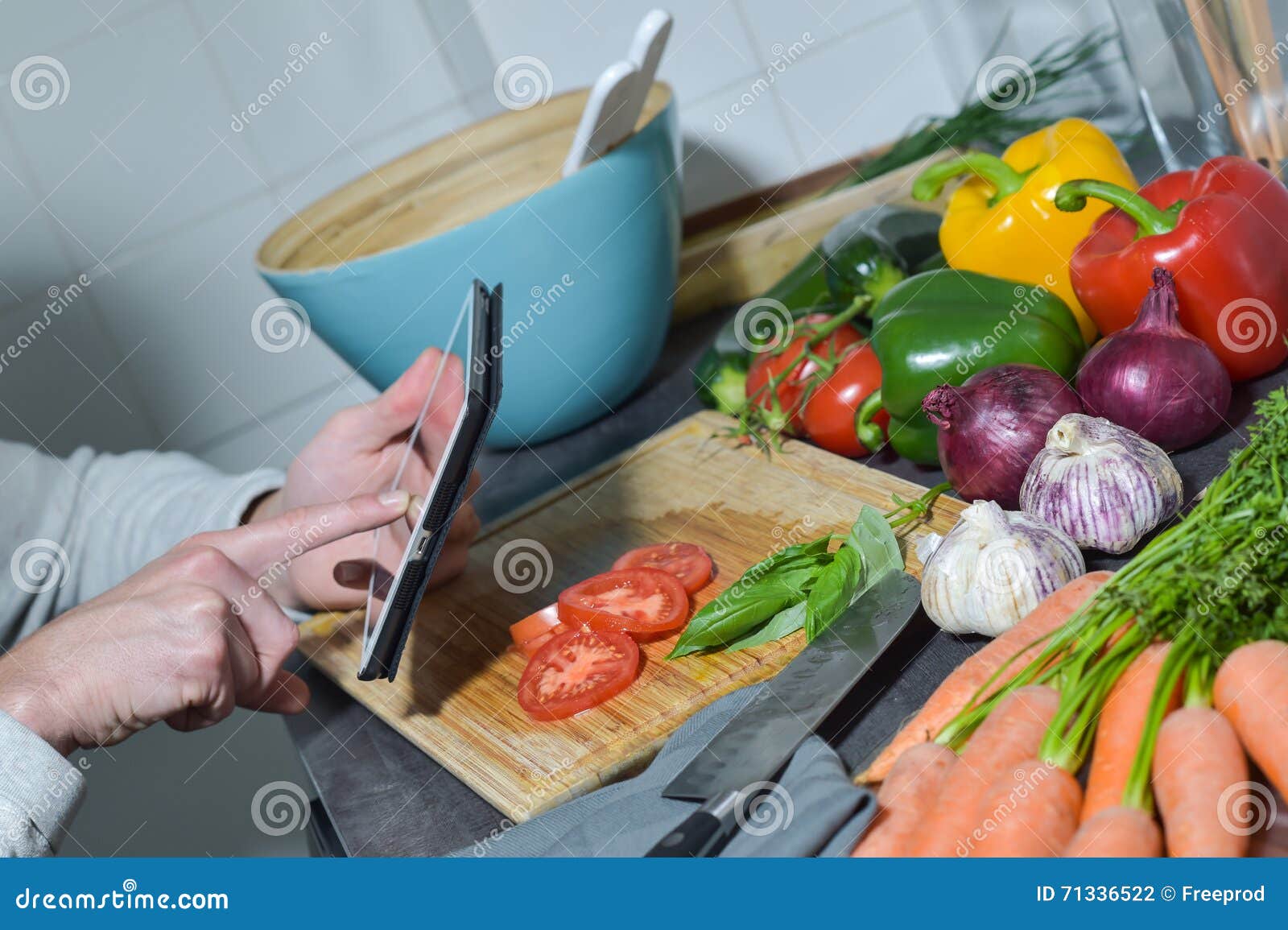 Man Chopping Vegetables in Kitchen Stock Photo - Image of freshness ...