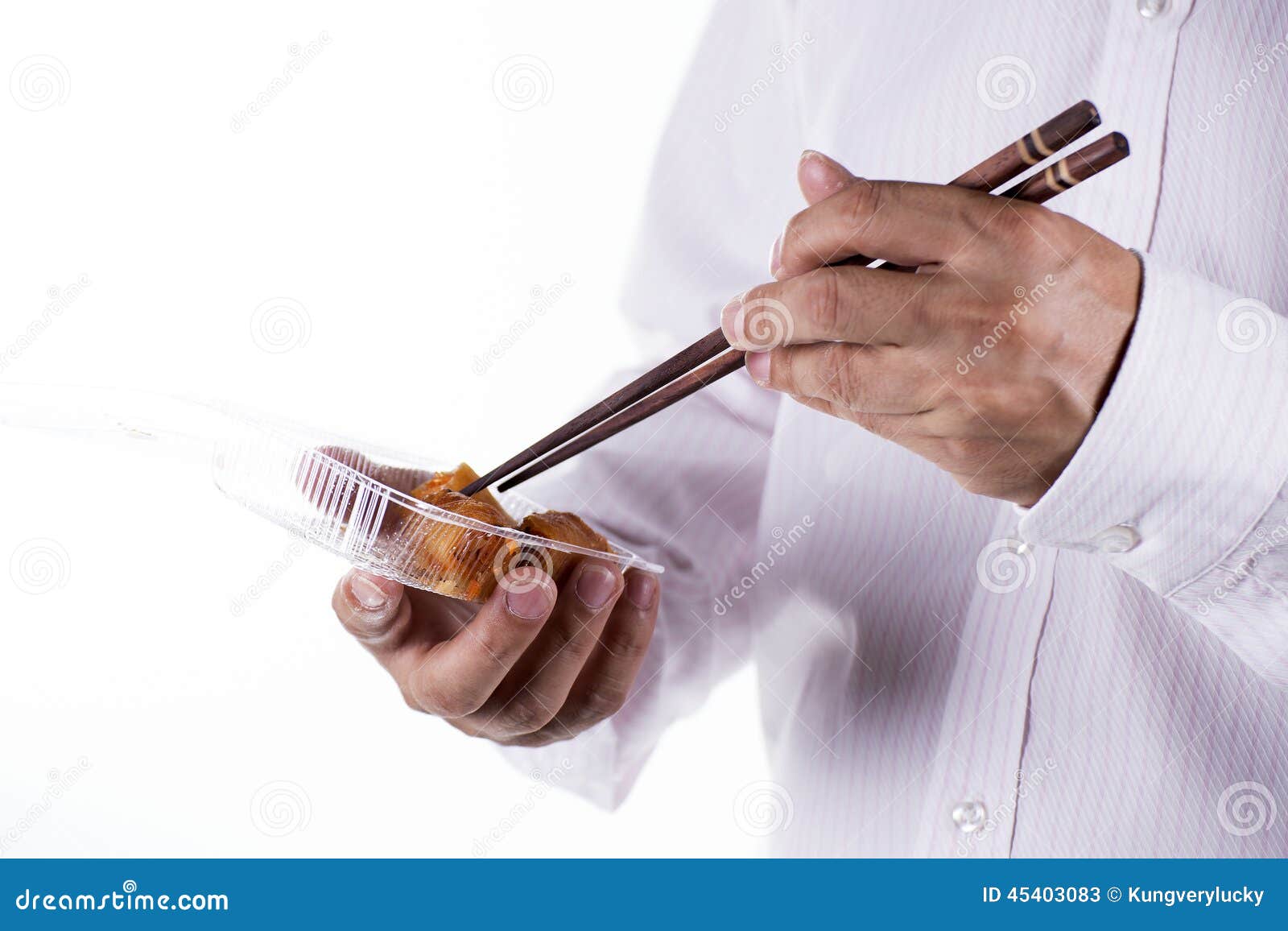 Man with Chopsticks Eat Egg Springroll Stock Image - Image of asia ...