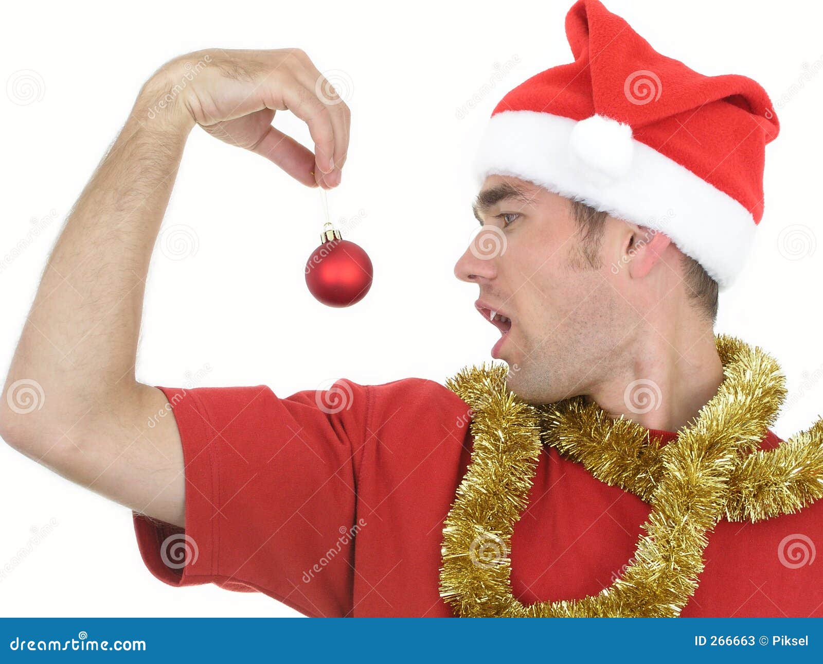 Man with Christmas Ornament Stock Image - Image of holiday, father: 266663