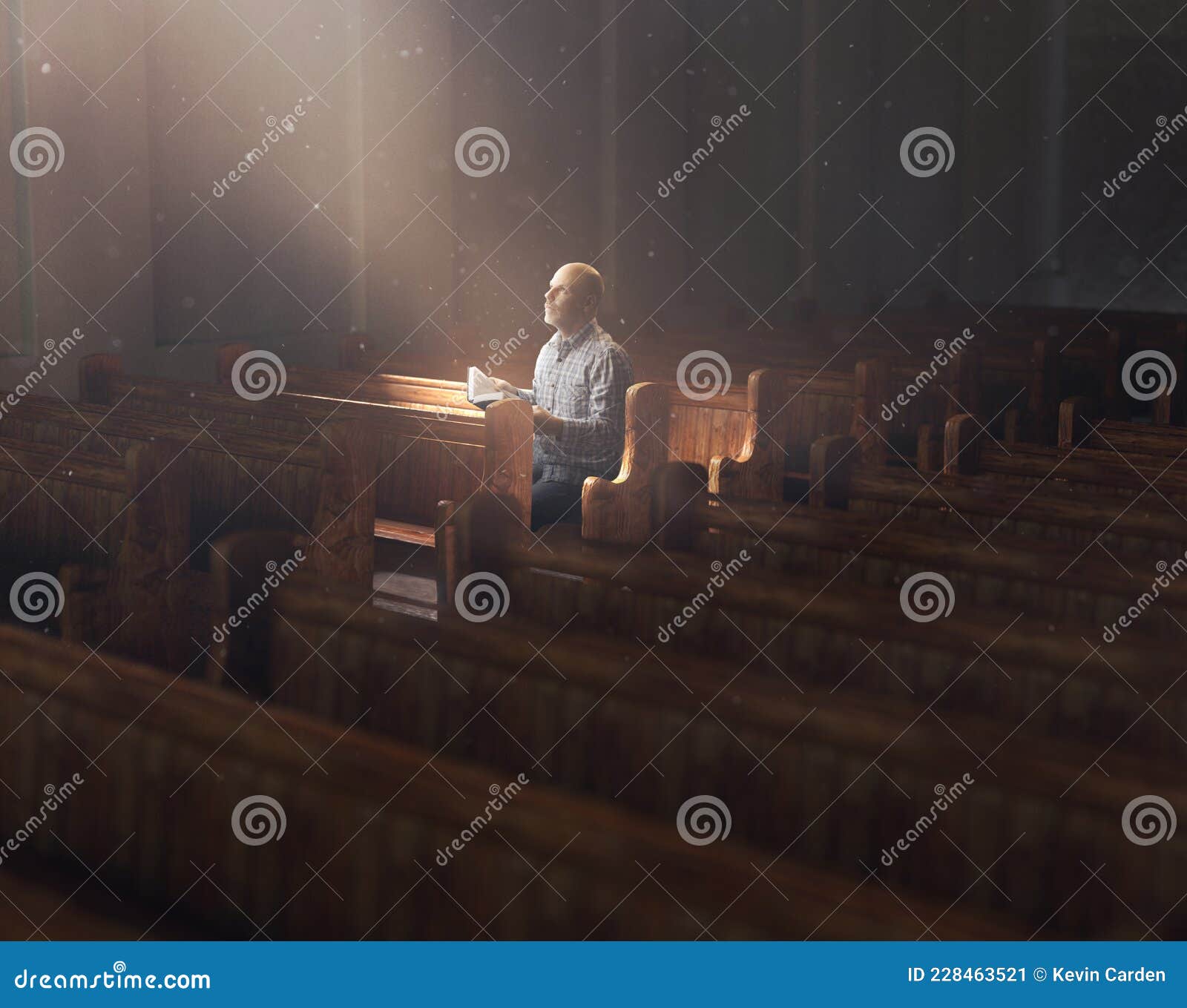 Man in church alone stock image. Image of christian - 228463521