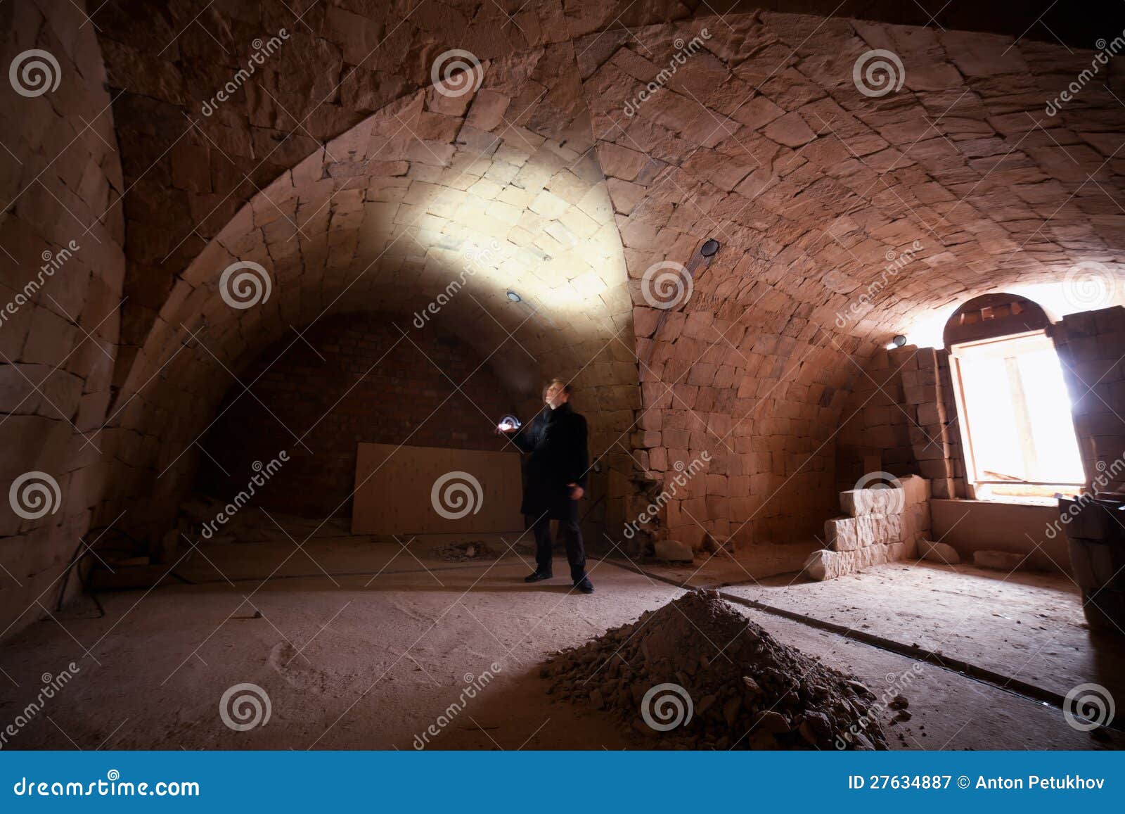 Man in church crypt stock image. Image of indoors, single - 27634887