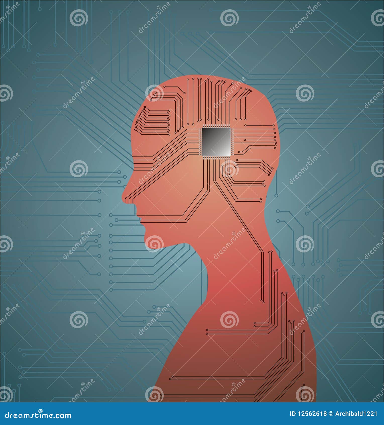 Man-circuit stock illustration. Illustration of electronic - 12562618