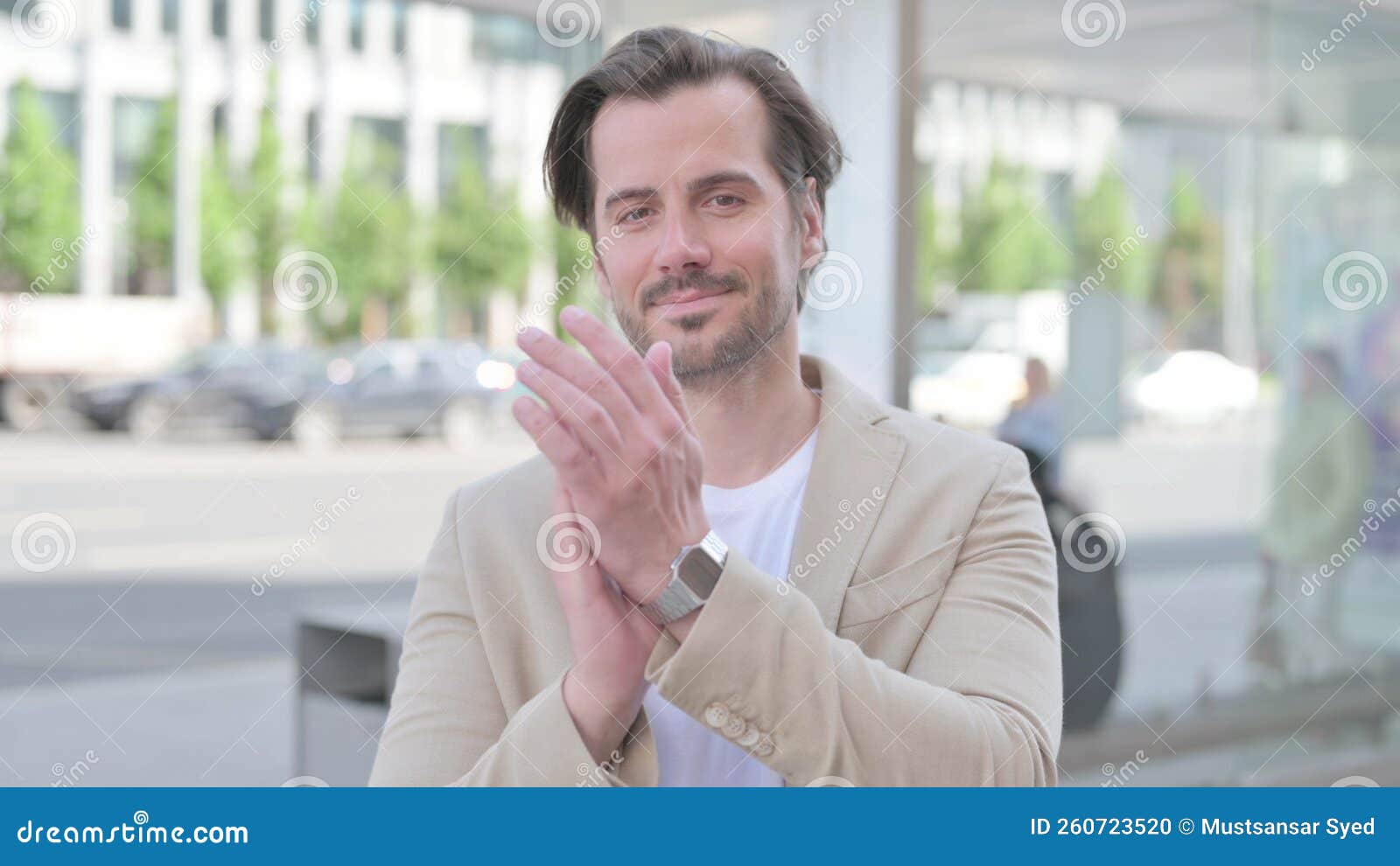 Young Man Clapping in Appreciation Outdoor Stock Photo - Image of ...