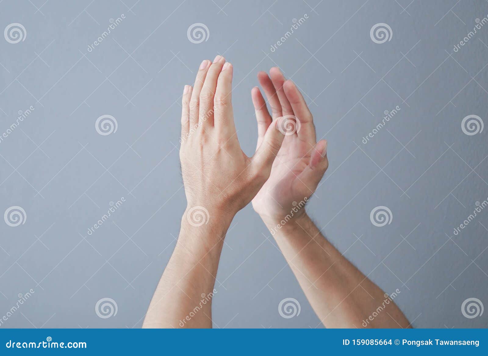 Man Clapping Hands on Grey Background Stock Photo - Image of applause ...