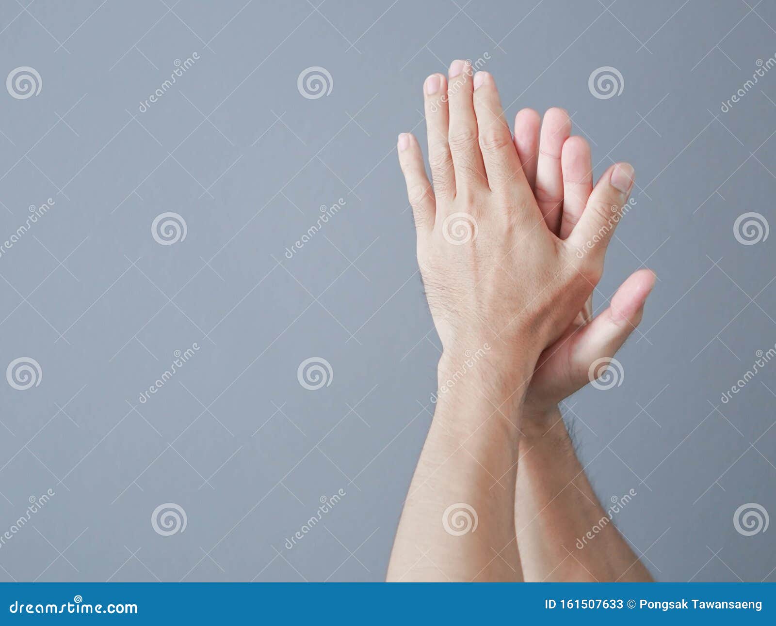 Man Clapping Hands on Grey Background Stock Image - Image of closeup ...