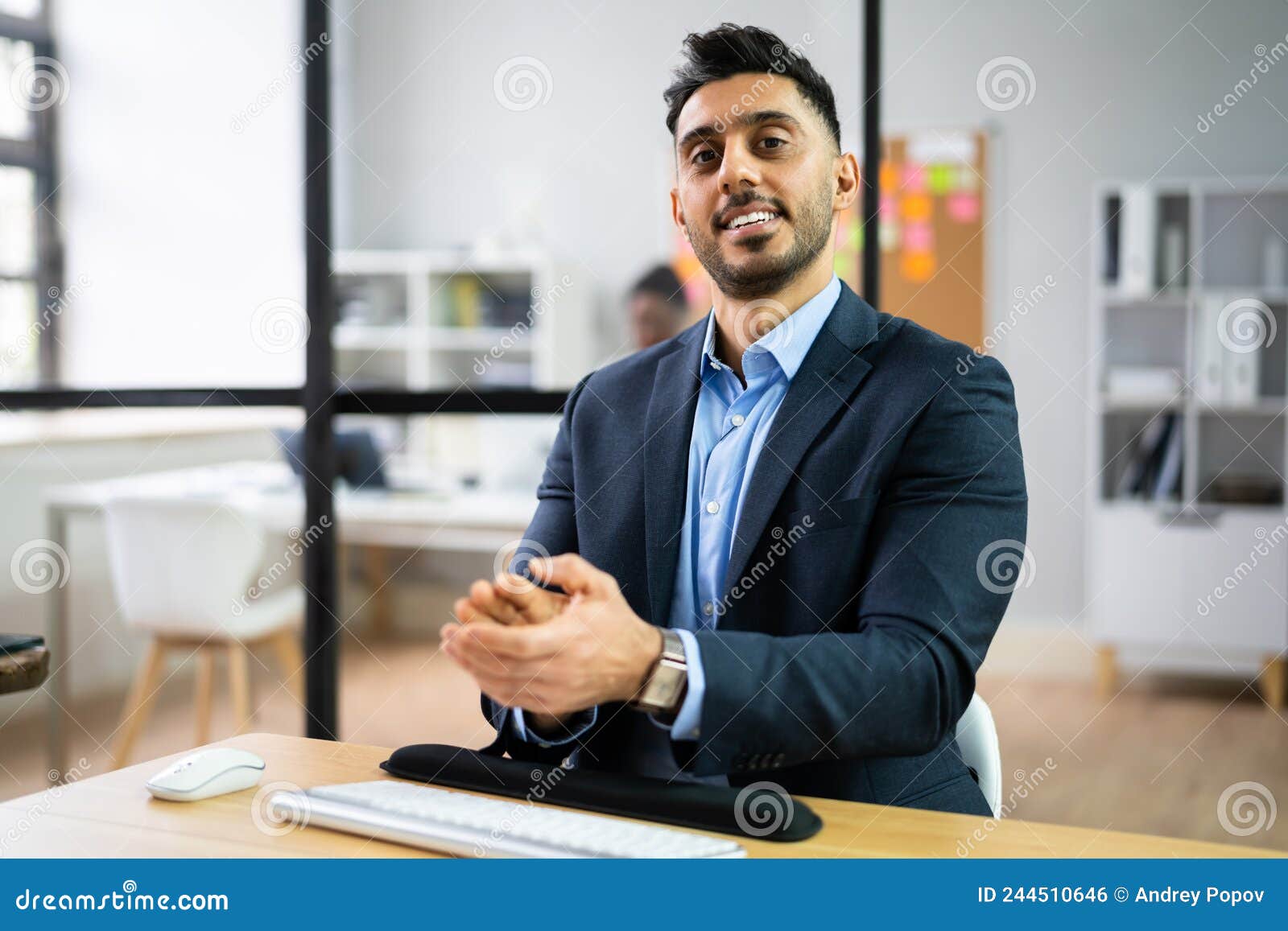 Man Clapping in Online Video Conference Business Stock Photo - Image of ...