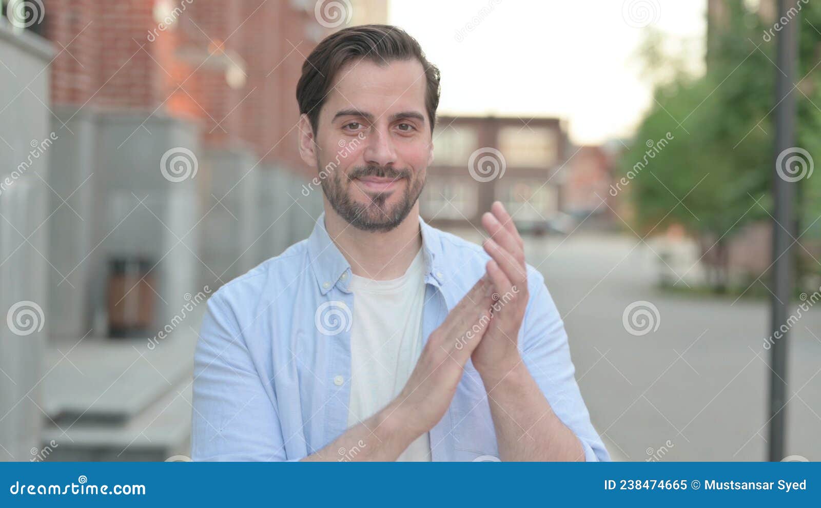 Man Clapping while Standing Outside Stock Image - Image of satisfaction ...