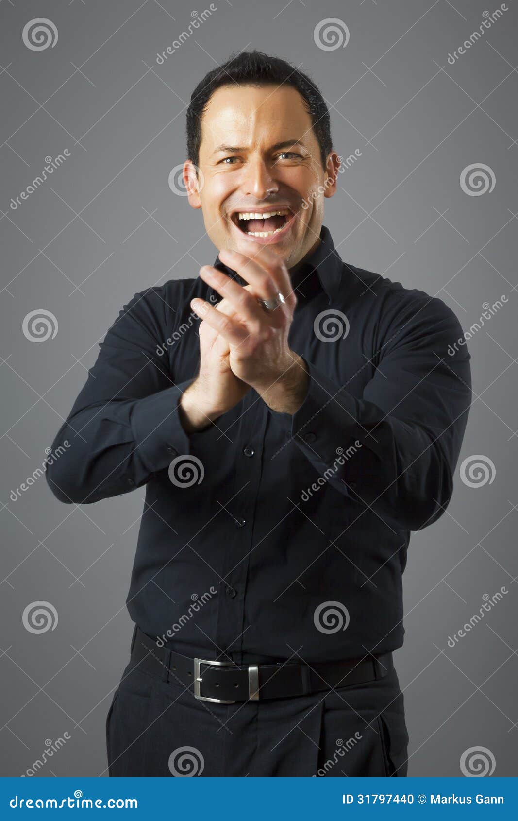 Man claps his hands stock photo. Image of gesture, relief - 31797440