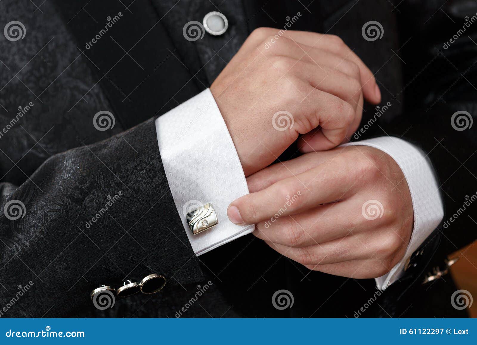 Man Clasps a Cuff Link on a Shirt Stock Image - Image of business, link ...