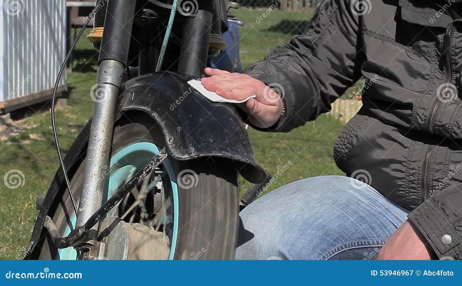 Man Clean the Old Motorcycle Stock Video - Video of nostalgia, object ...