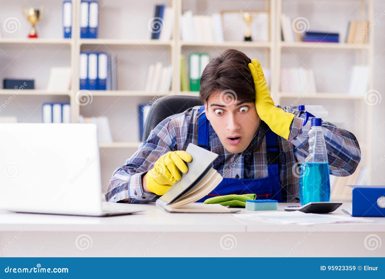 The Man Cleaner Stealing Confidential Documents Stock Image - Image of ...