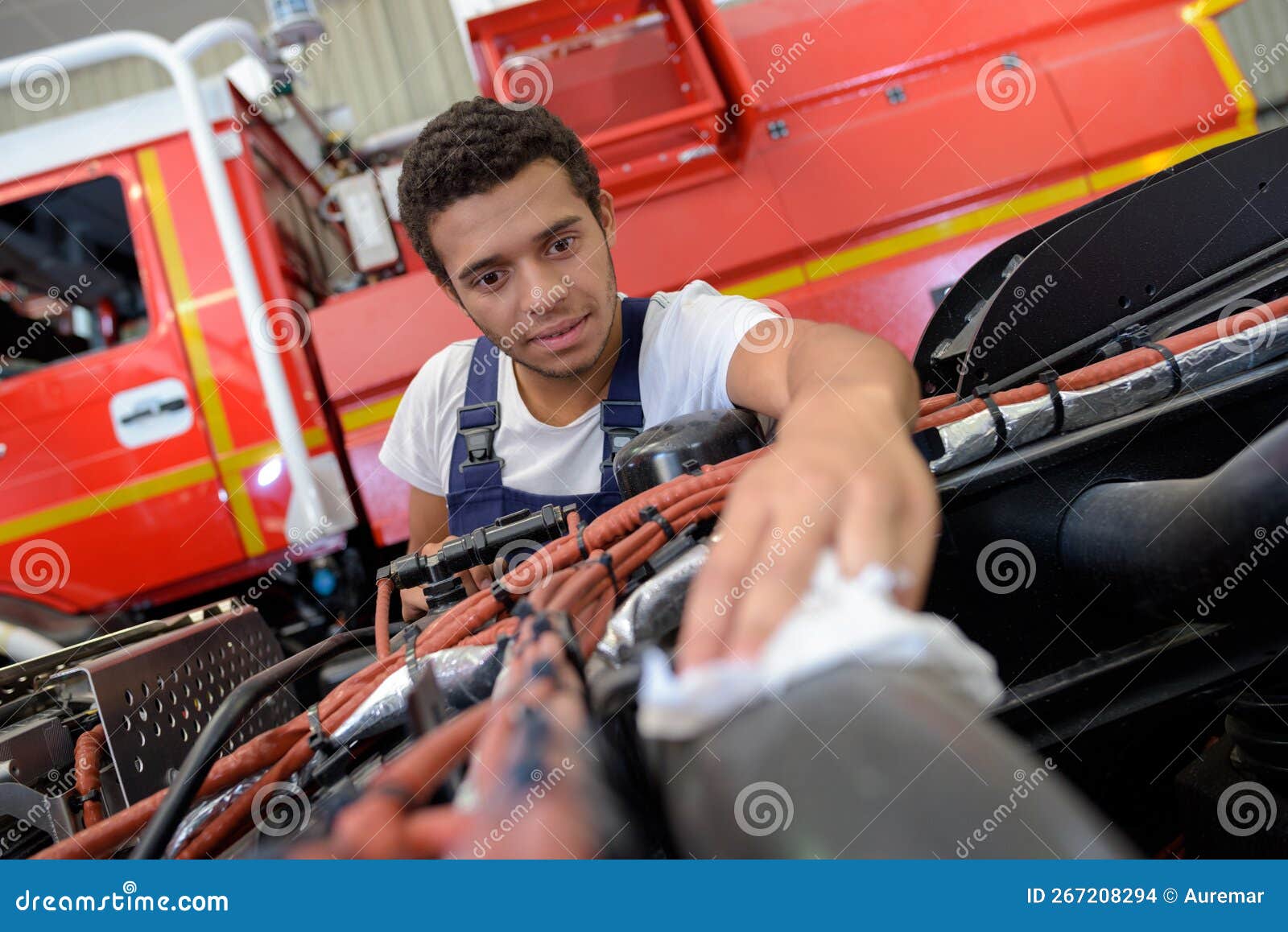 Man Cleaning Car Radiator with Hand Stock Photo - Image of engine ...