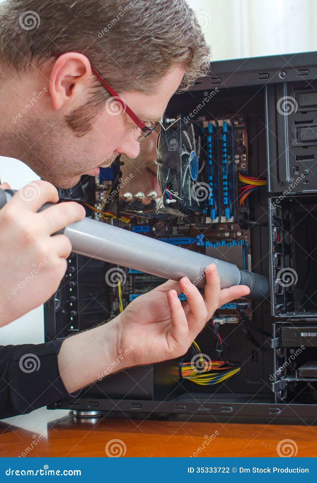 Man cleaning computer stock photo. Image of personal - 35333722
