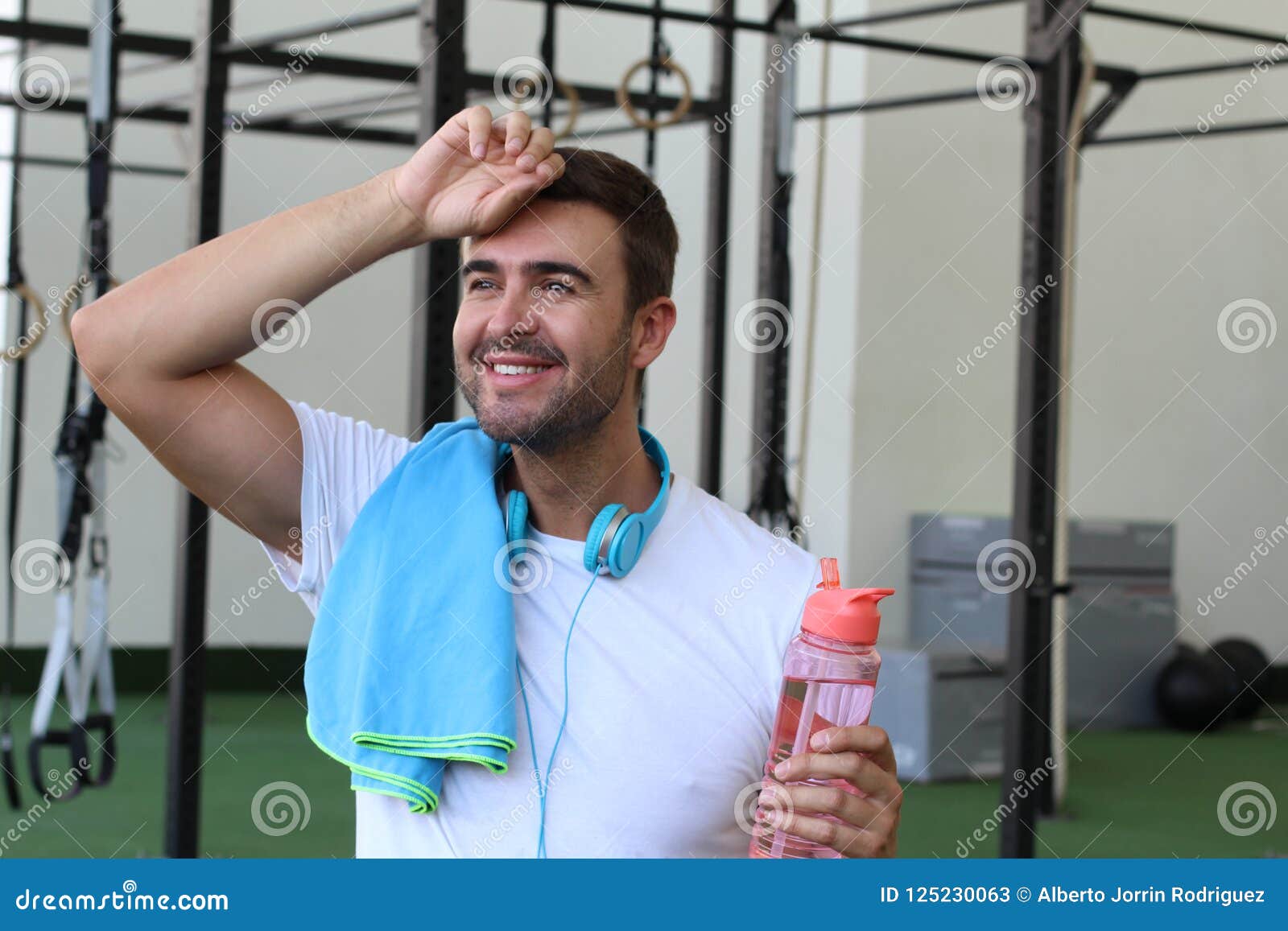 Man Cleaning Forehead`s Sweat at the Gym Stock Image - Image of candid ...