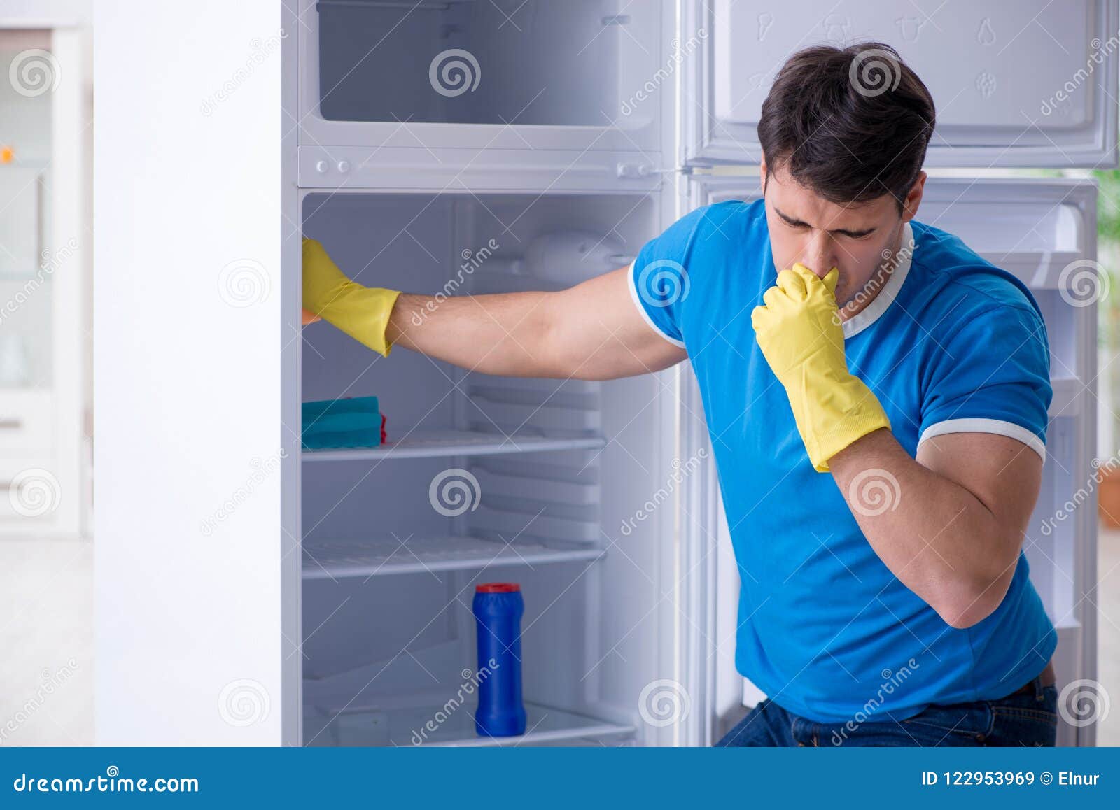 The Man Cleaning Fridge in Hygiene Concept Stock Image - Image of ...