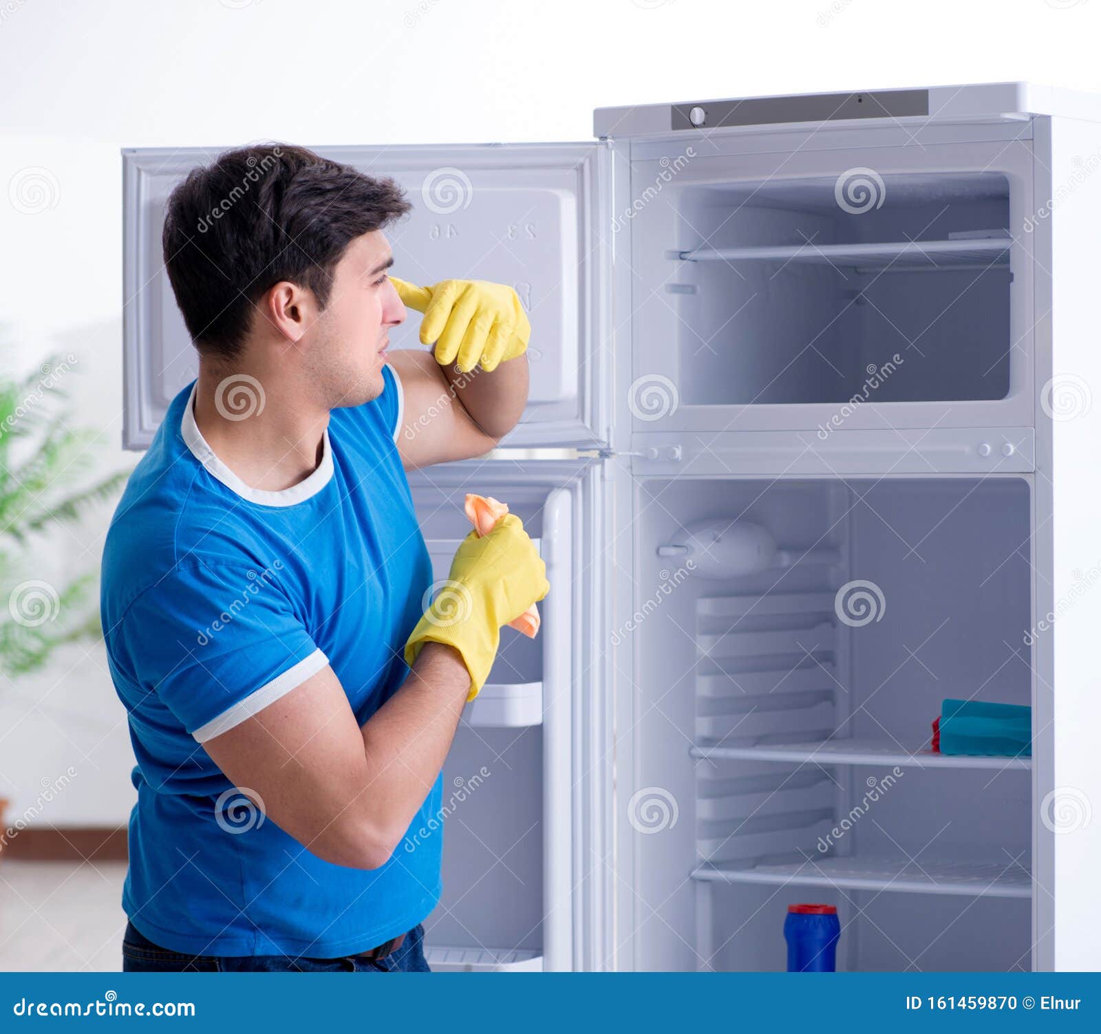 Man Cleaning Fridge in Hygiene Concept Stock Photo - Image of clean ...