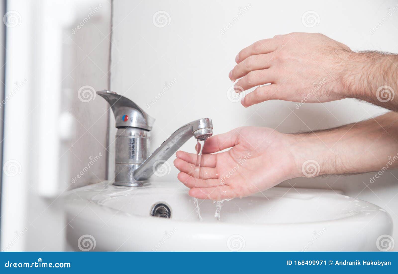 Man Cleaning Hands. Hygiene Stock Image - Image of bathroom, water ...