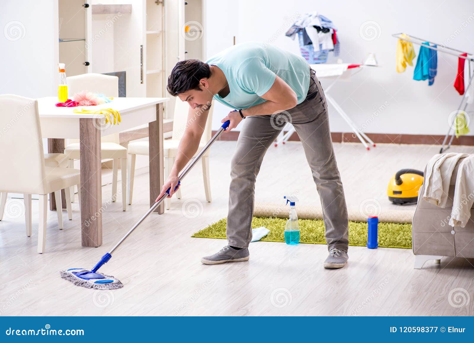 Man Cleaning House from Mess Stock Image - Image of contractor ...