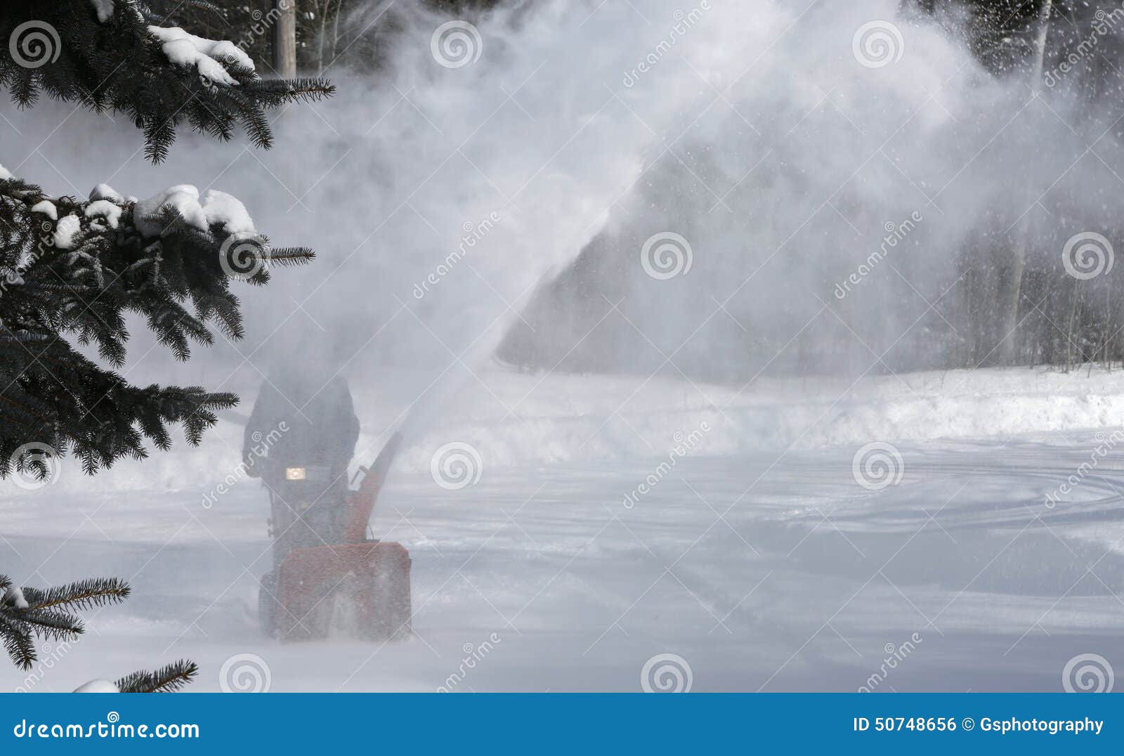 Man Cleaning Snow with Blowing Machine Stock Photo - Image of pushing ...