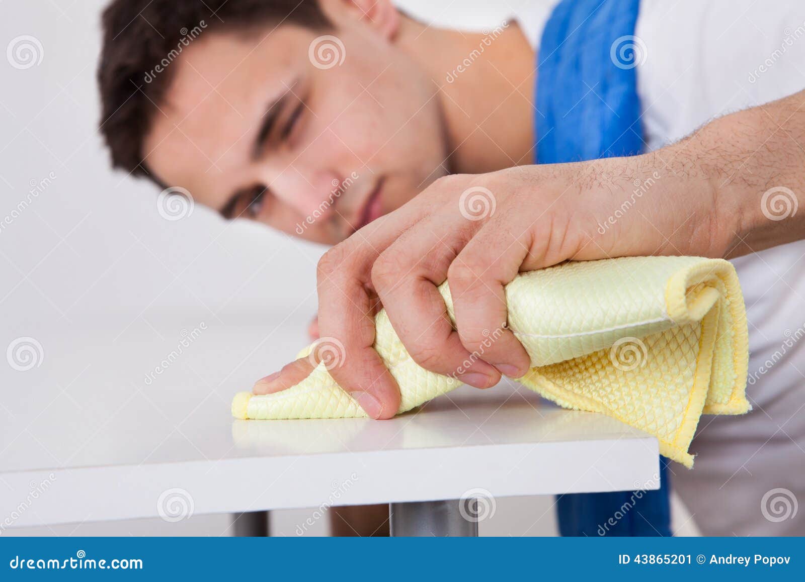 Man Cleaning Table with Napkin at Home Stock Image - Image of household ...