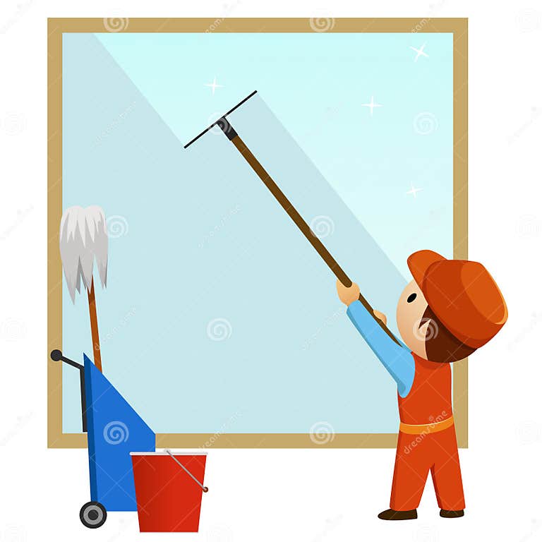 Man Cleaning and Wash Window Stock Vector - Illustration of activity ...