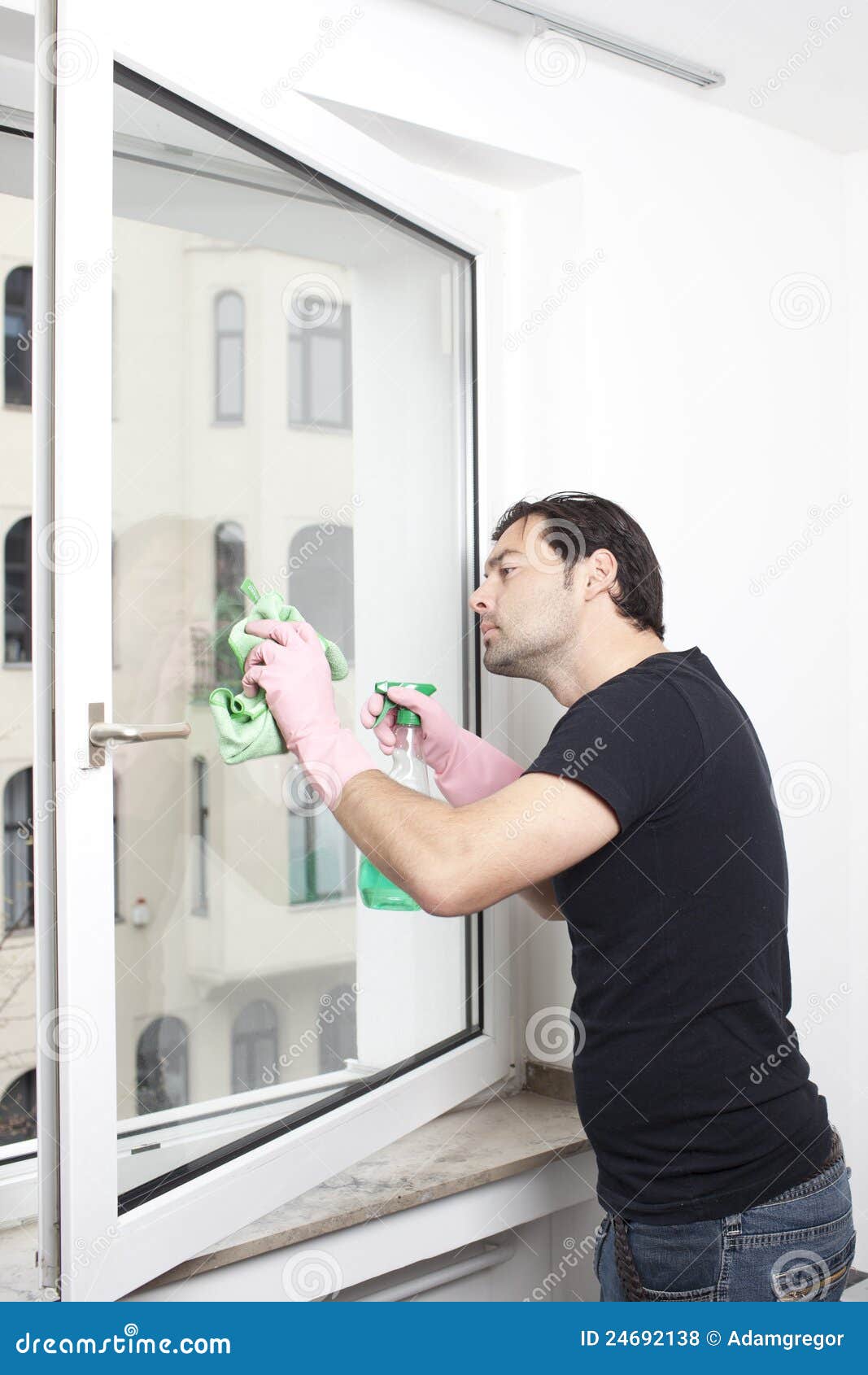Man cleaning a window stock photo. Image of cleaning - 24692138