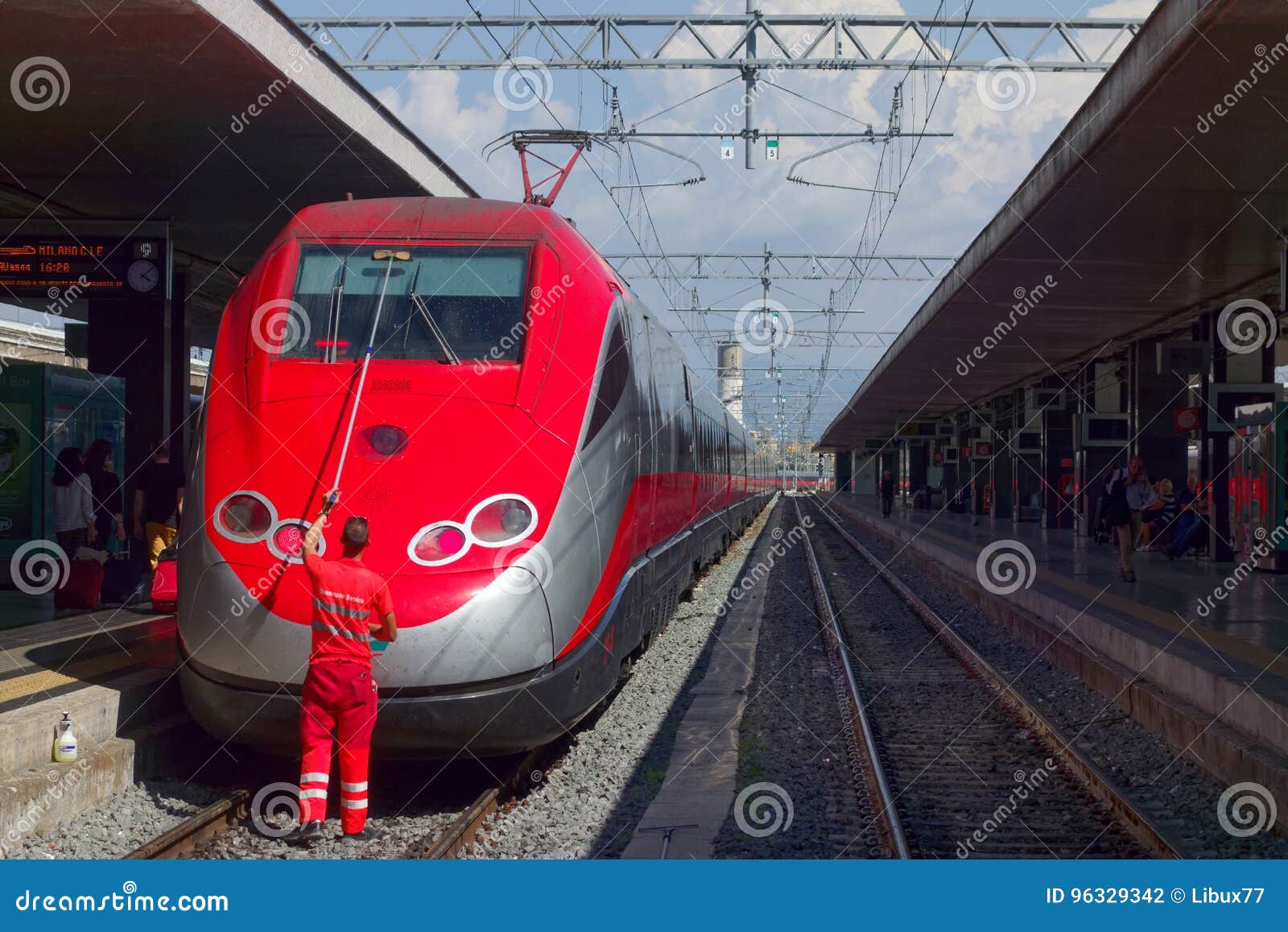 Man Cleaning Window Fast Modern Train Editorial Photography - Image of ...