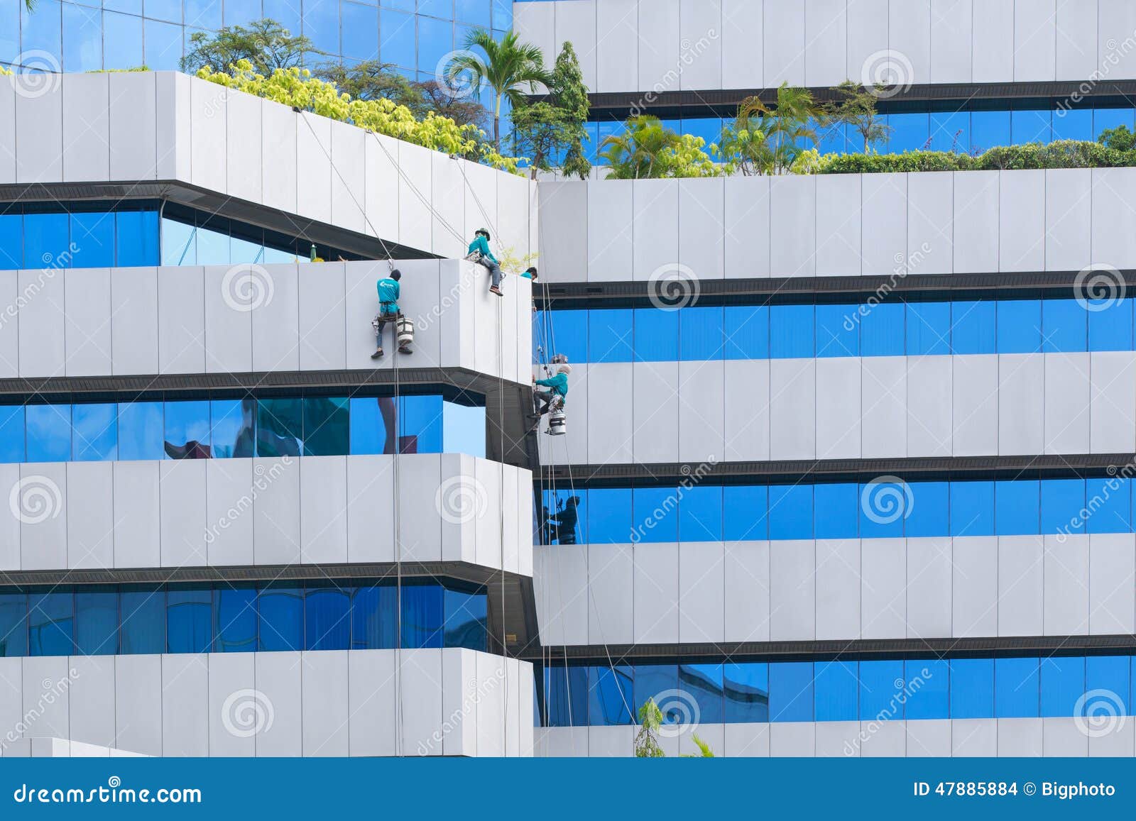 Man Cleaning Windows on a High Rise Building Editorial Stock Image ...