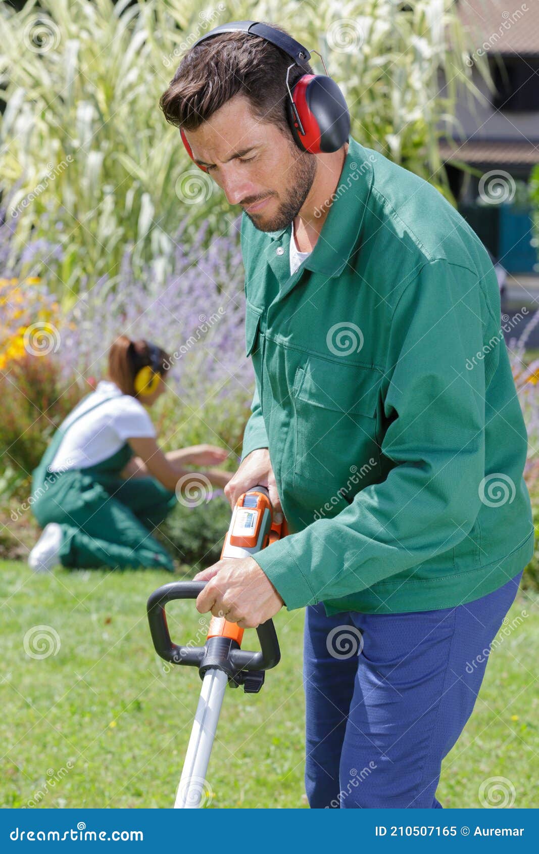 Man cleaning yard stock image. Image of lawn, space - 210507165
