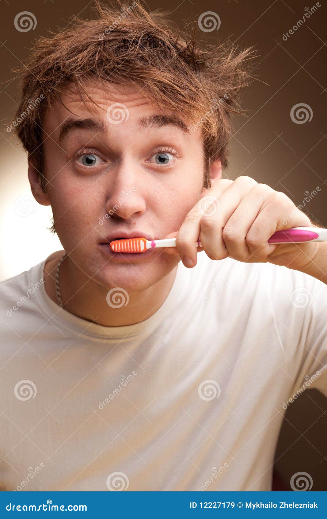 Man cleans teeth stock image. Image of people, male, young - 12227179