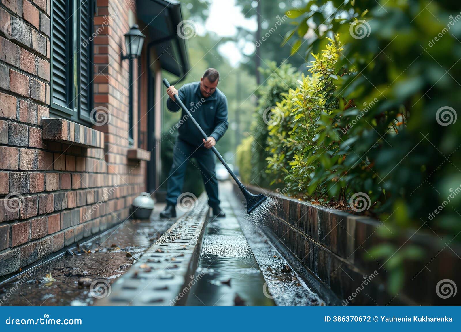 Rain Gutter Clearing Eavestrough Clean Concept Downpipe Distribution ...
