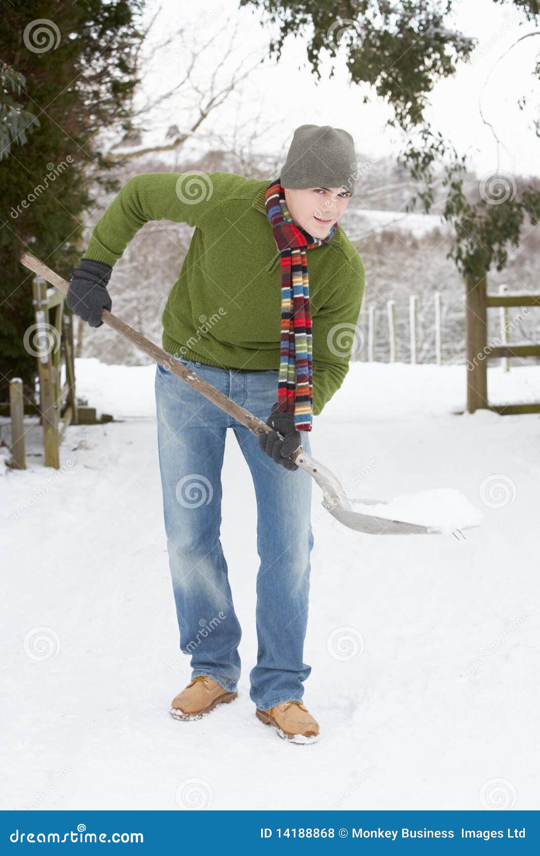Man Clearing Snow from Drive Stock Photo - Image of cosy, path: 14188868