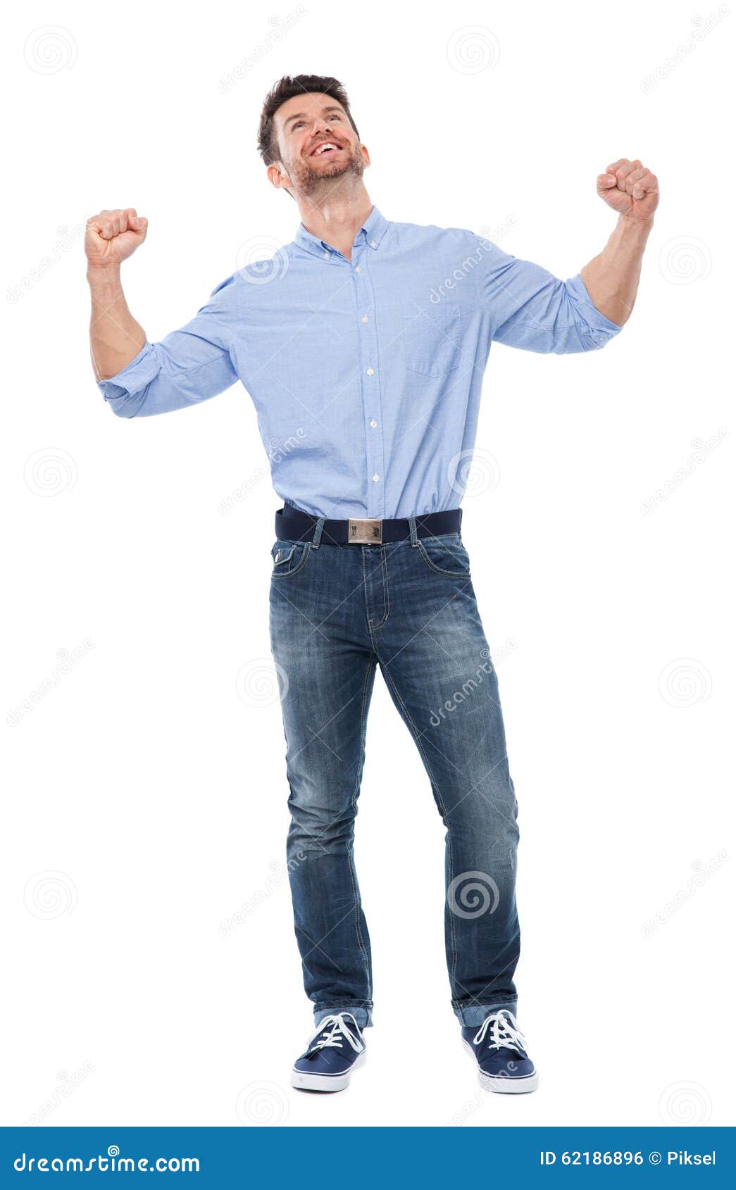 Man clenching fists stock photo. Image of joyful, success - 62186896