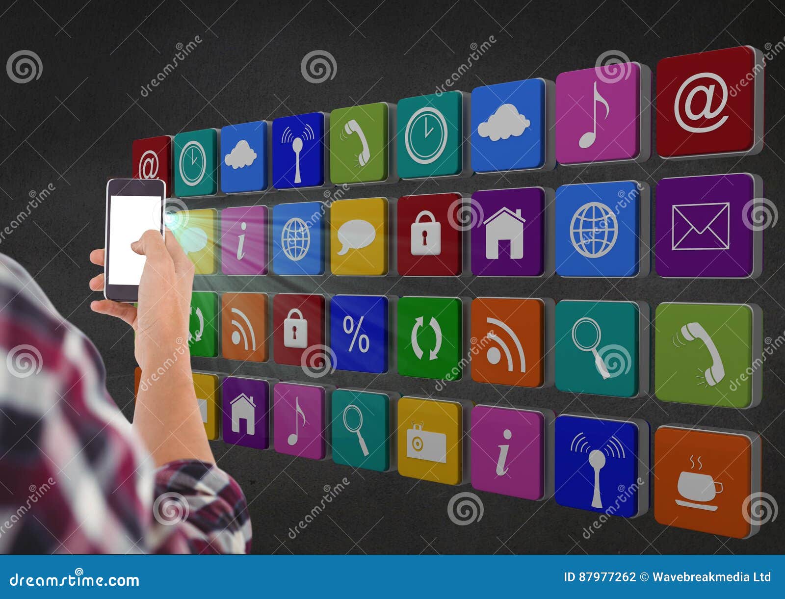 Man Clicking Picture of Application Icons Stock Photo - Image of ...