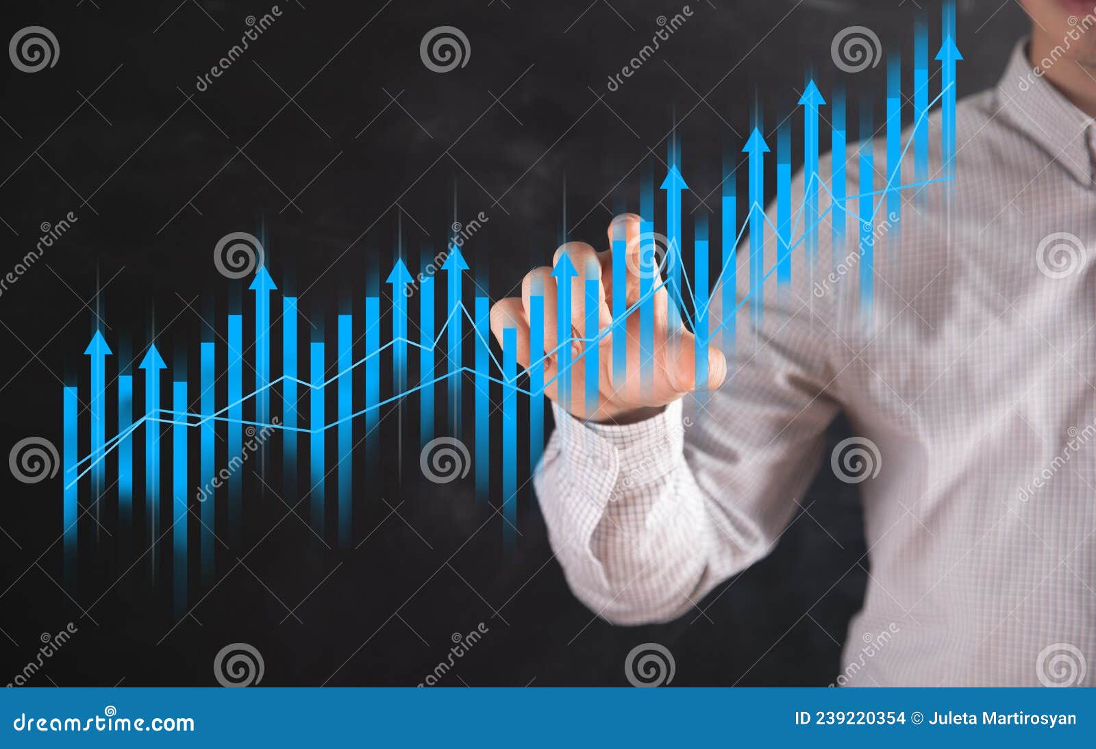 Man Clicks on Growing Graph Stock Photo - Image of male, consulting ...