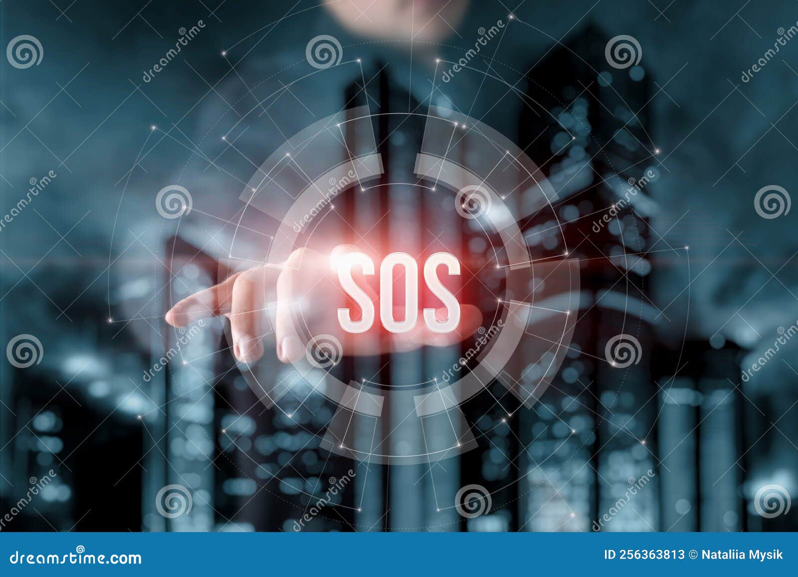 A Man Clicks on the SOS Button Stock Image - Image of communication ...