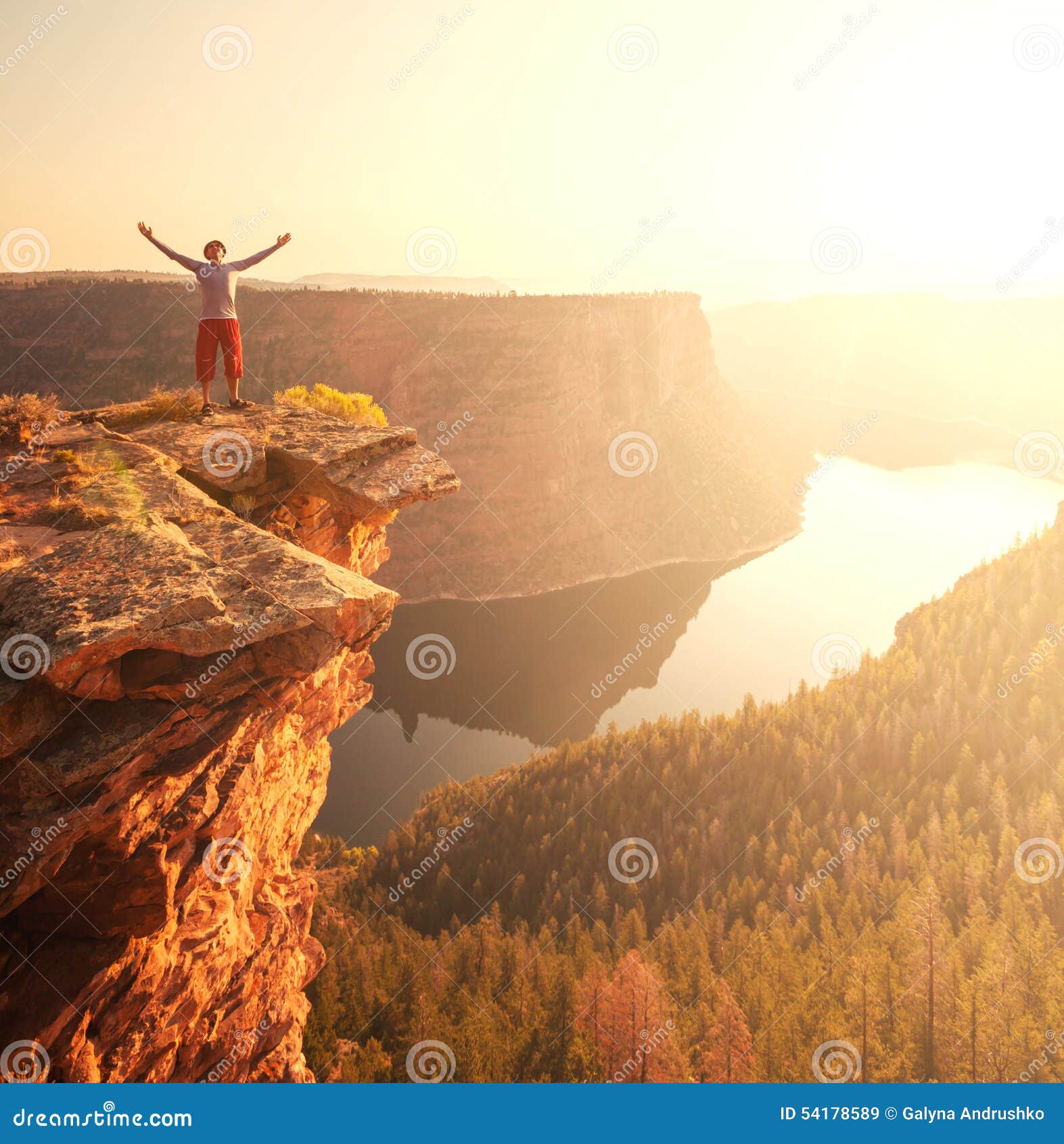 Man on the cliff stock image. Image of canyon, sunny - 54178589