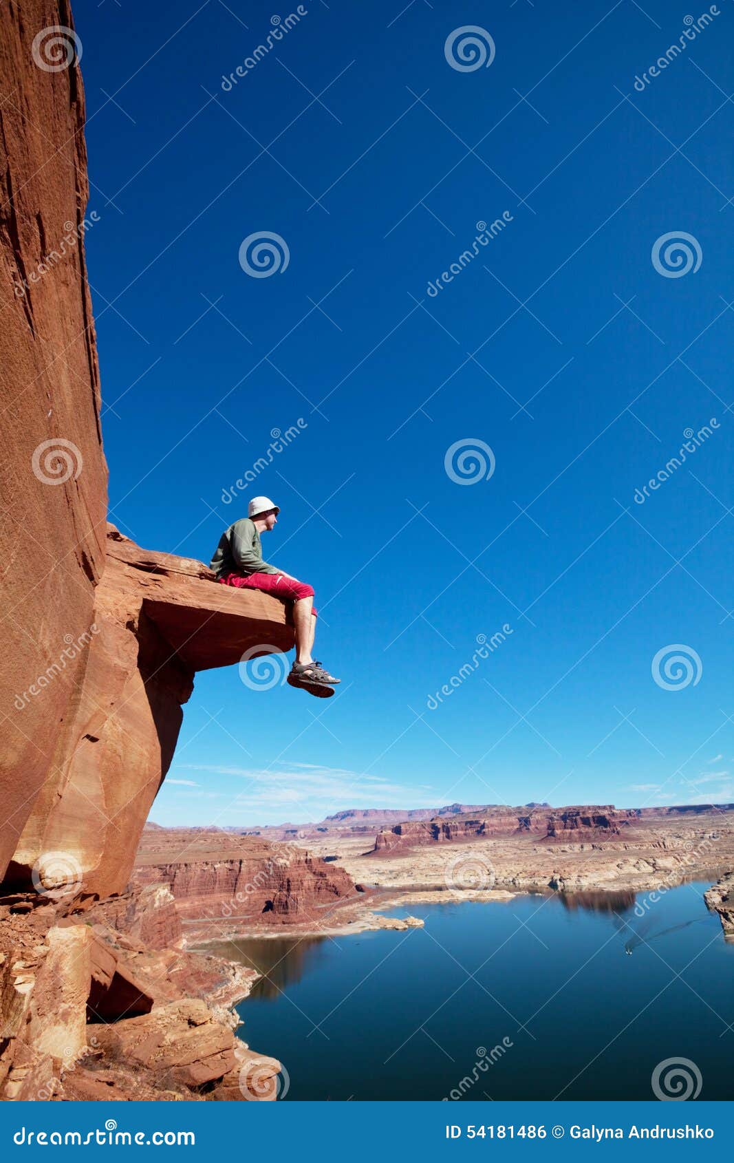 Man on the cliff stock photo. Image of male, hike, park - 54181486